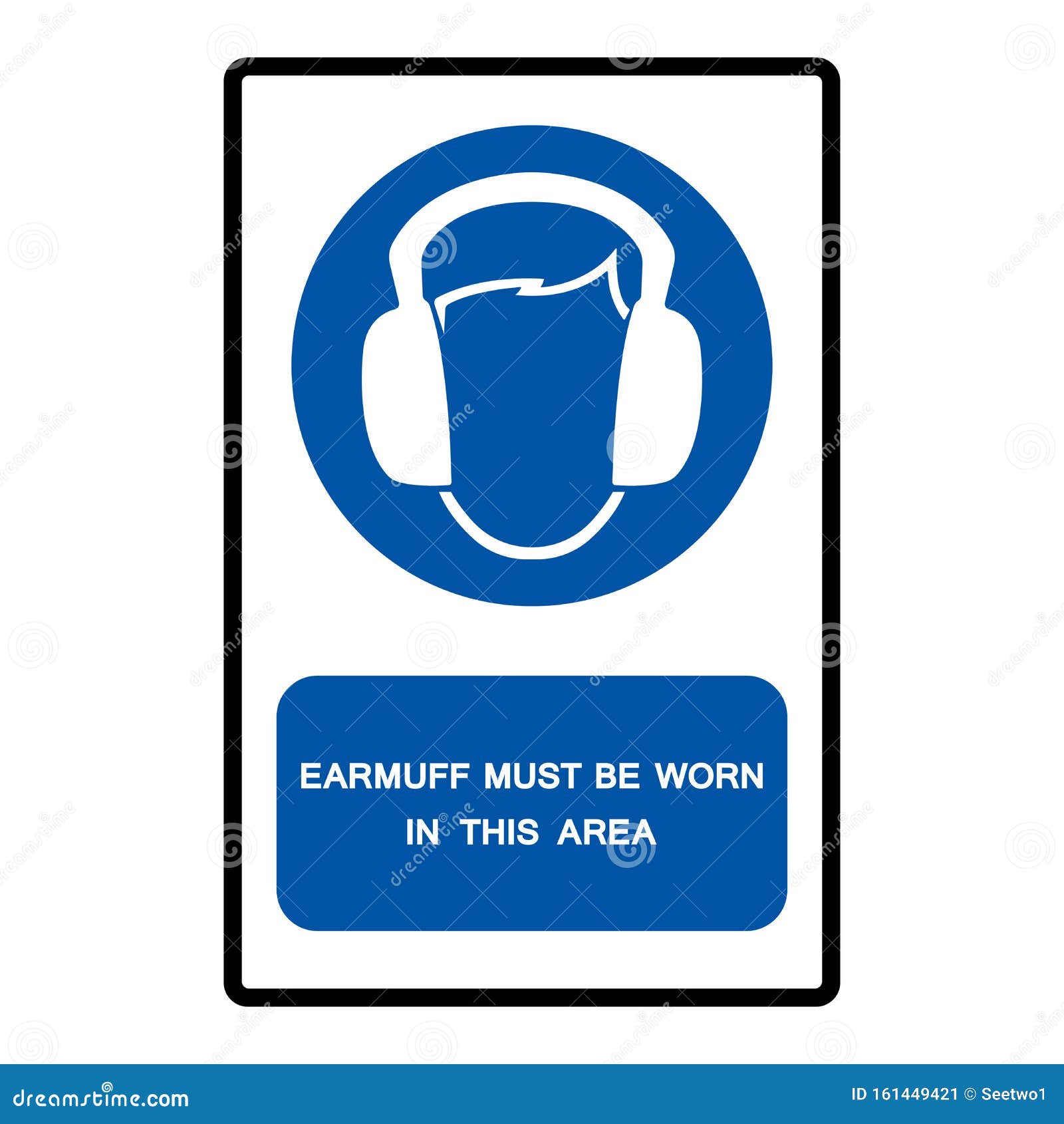 Earmuff Must Be Worn in this Area Symbol Sign Isolate on White ...