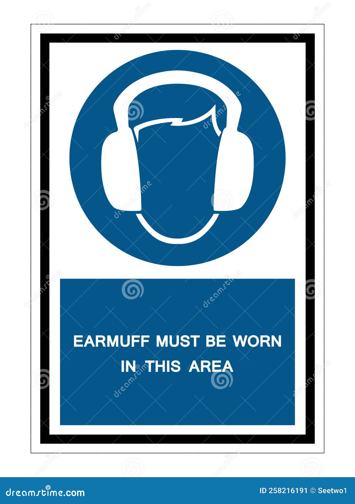 Earmuff Must Be Worn in this Area Symbol Sign Isolate on White ...