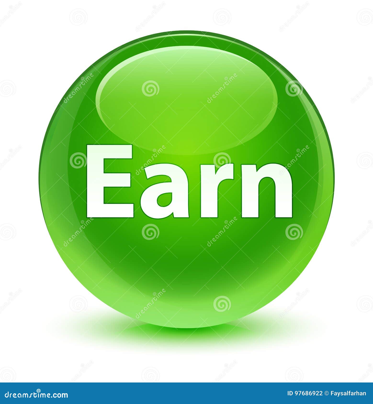 Earn Glassy Green Round Button Stock Illustration - Illustration of ...