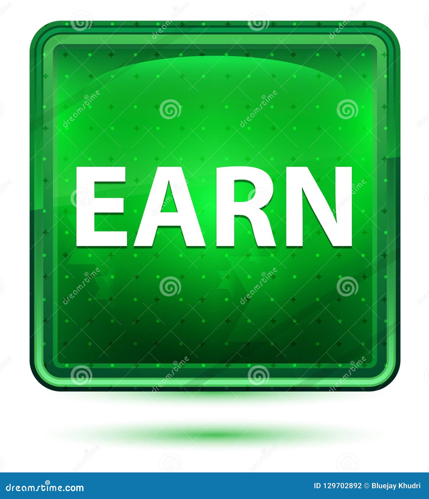 Earn Neon Light Green Square Button Stock Illustration - Illustration ...