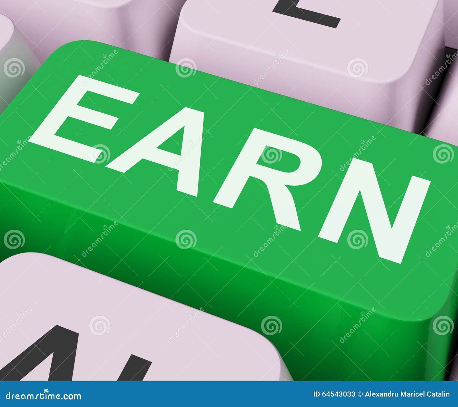 Earn Key Shows Earning or Getting Work Online Stock Image - Image of ...