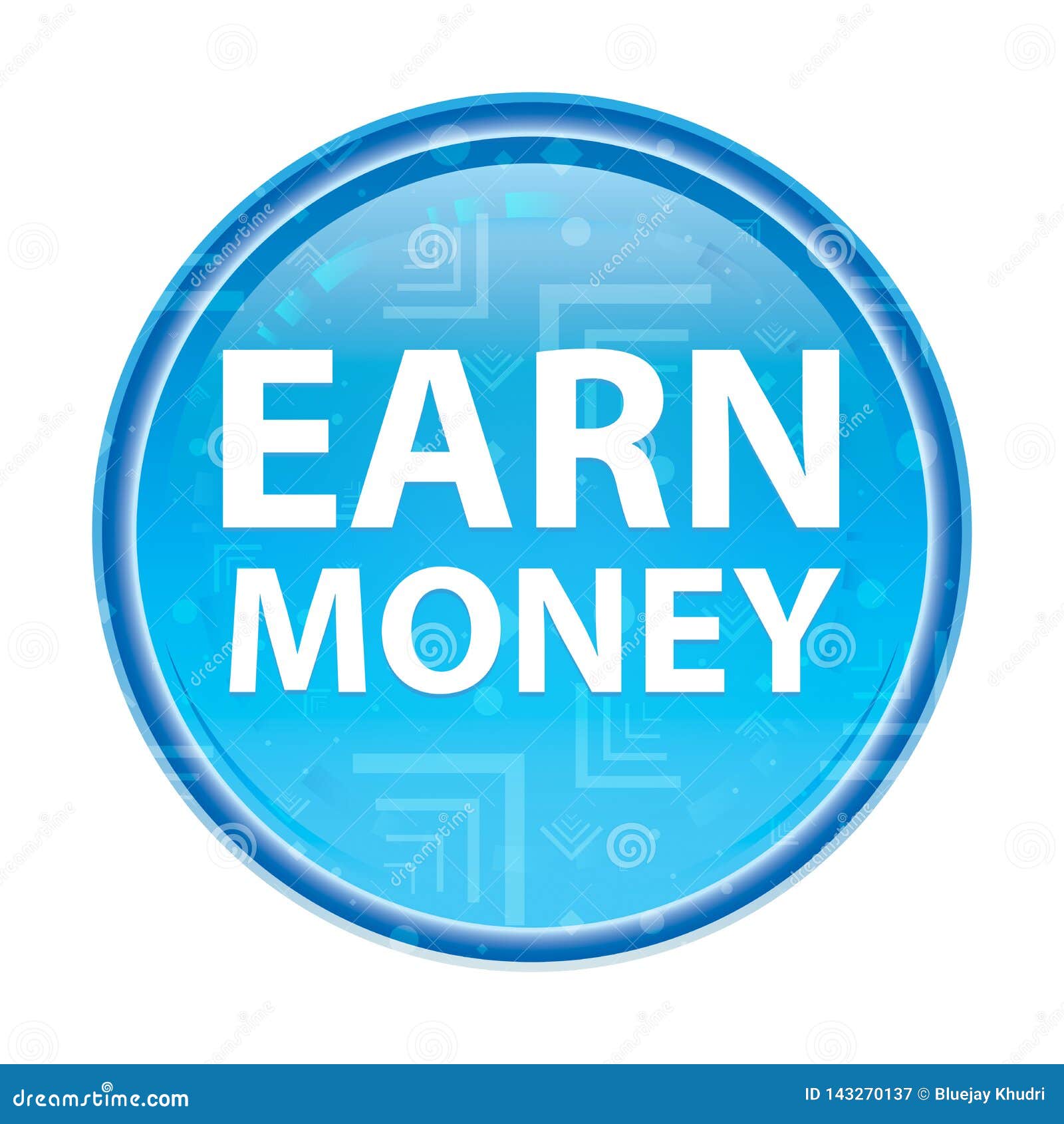 Earn Money Floral Blue Round Button Stock Illustration - Illustration ...