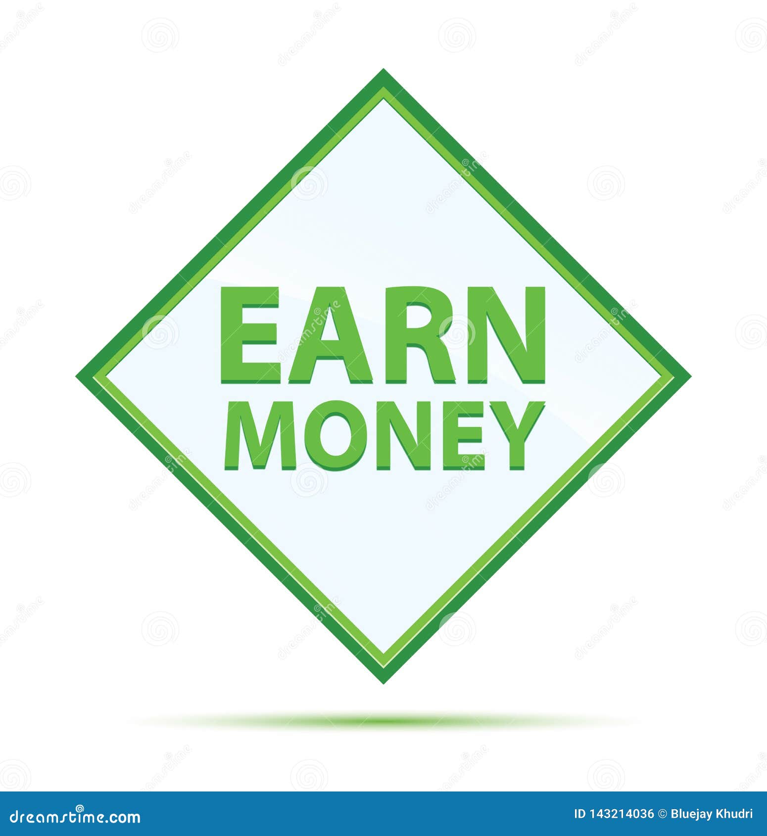 Earn Money Modern Abstract Green Diamond Button Stock Illustration ...