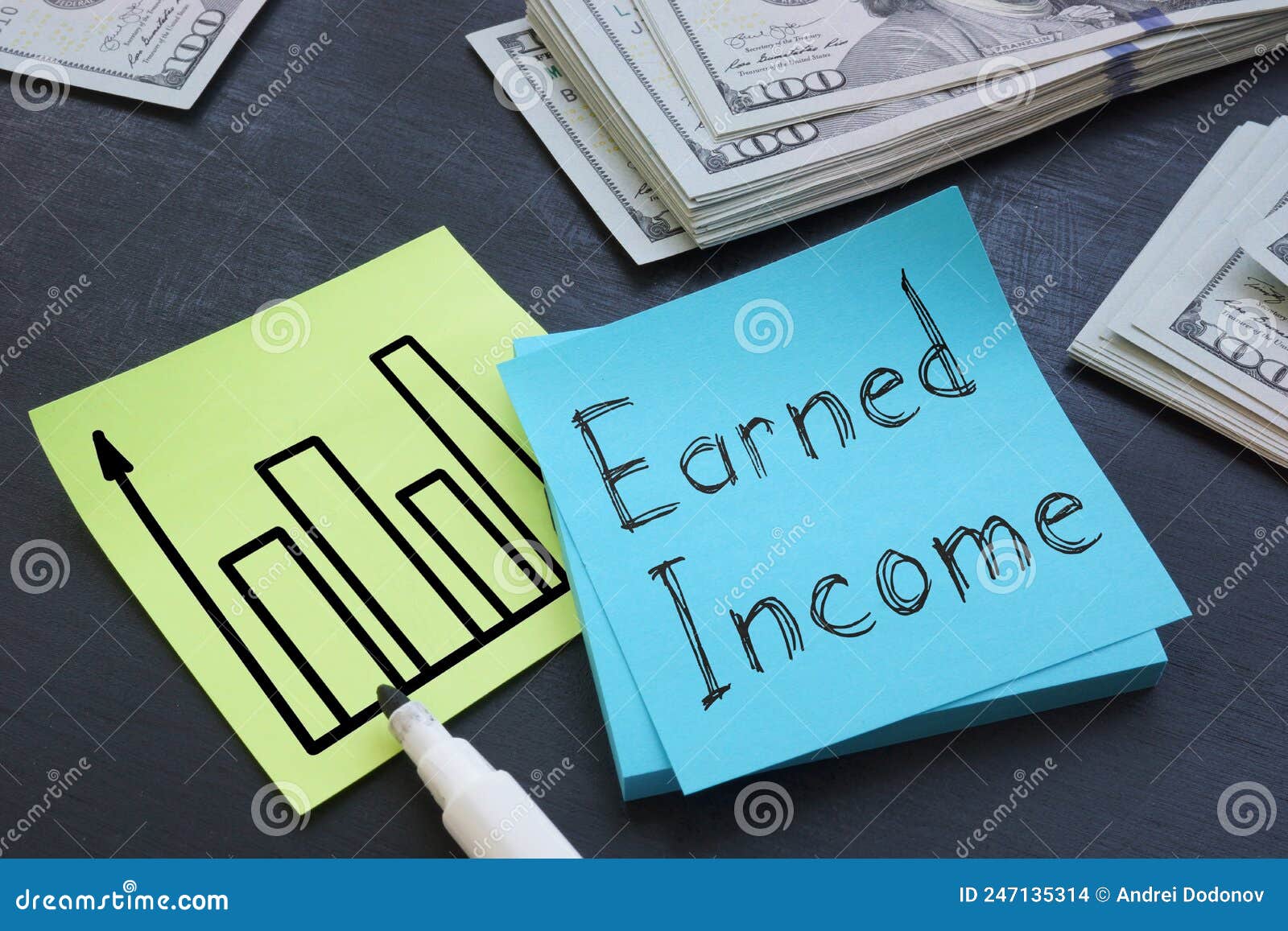 Earned Income is Shown Using the Text Stock Photo - Image of increase ...