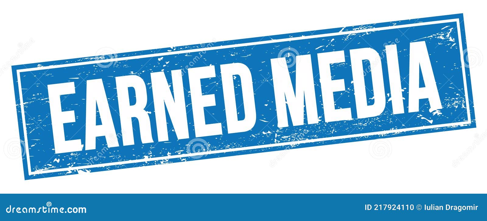 EARNED MEDIA Text on Blue Grungy Rectangle Stamp Stock Illustration ...