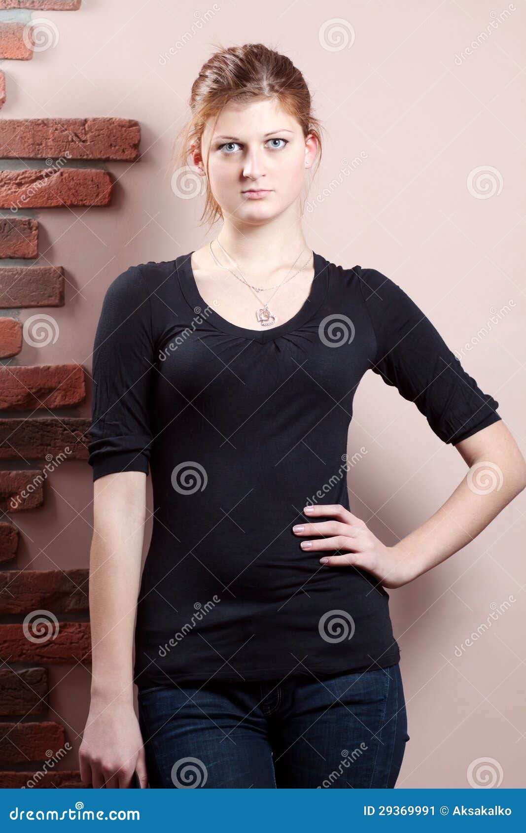 Earnest Woman in Black Shirt Stock Image - Image of human, beautiful ...