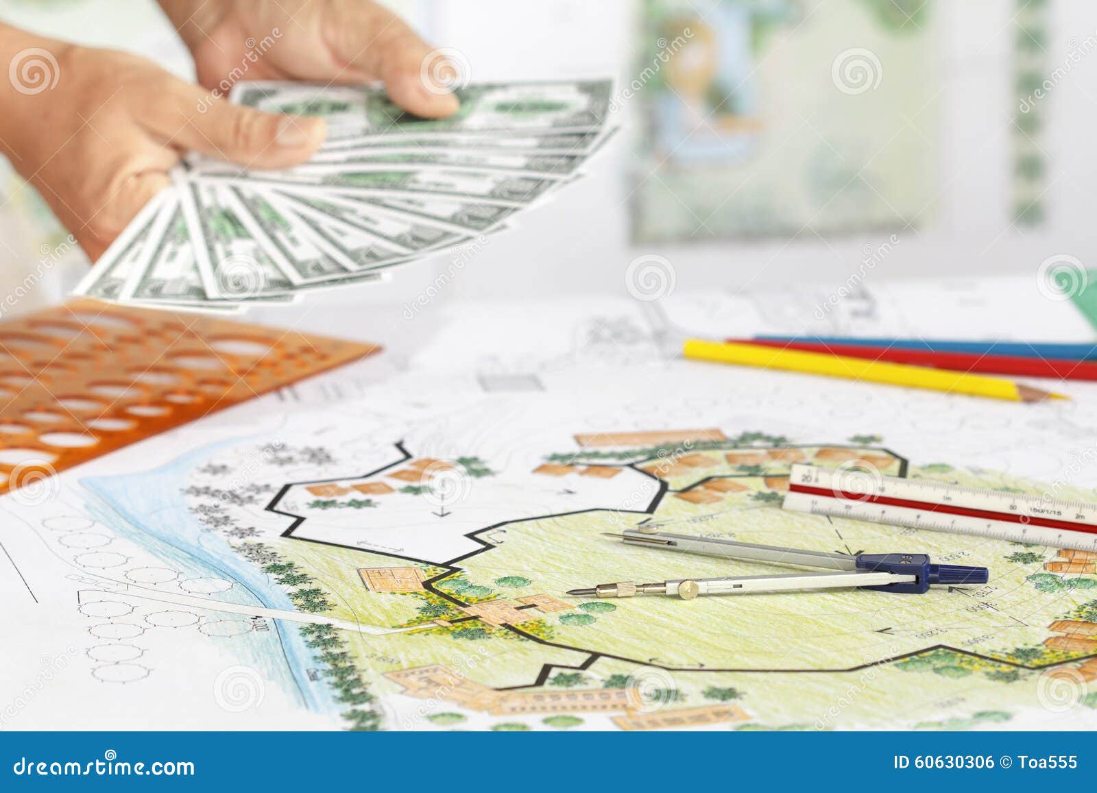 Earning for Design Landscape Plan. Stock Photo - Image of industry ...