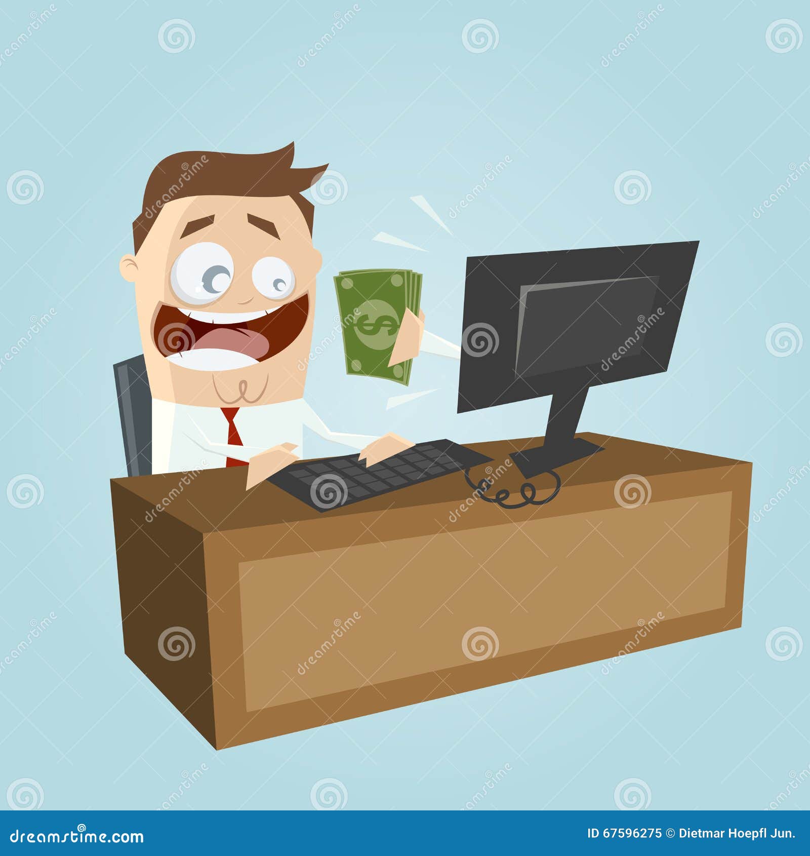 Earning Money On Computer Cartoon Vector | CartoonDealer.com #67596275