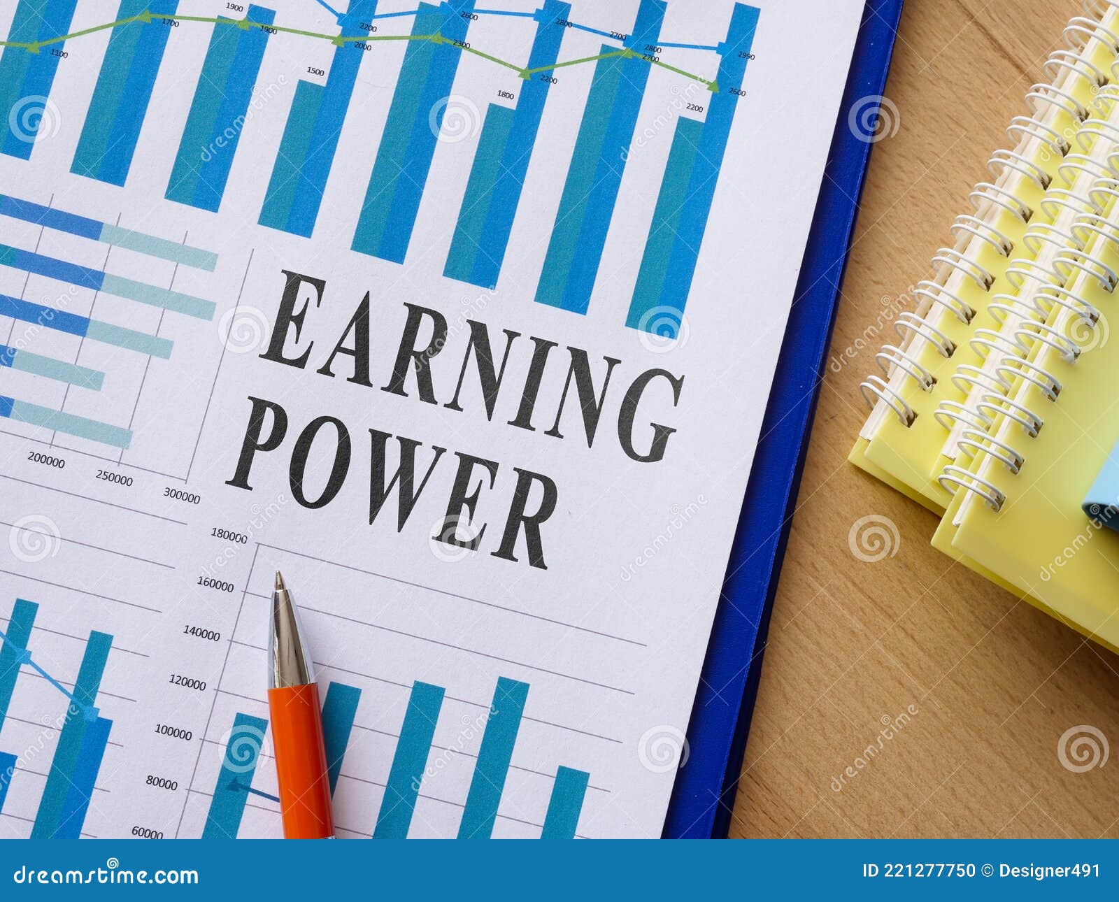Earning Power Report with Charts and Info. Stock Photo - Image of ...