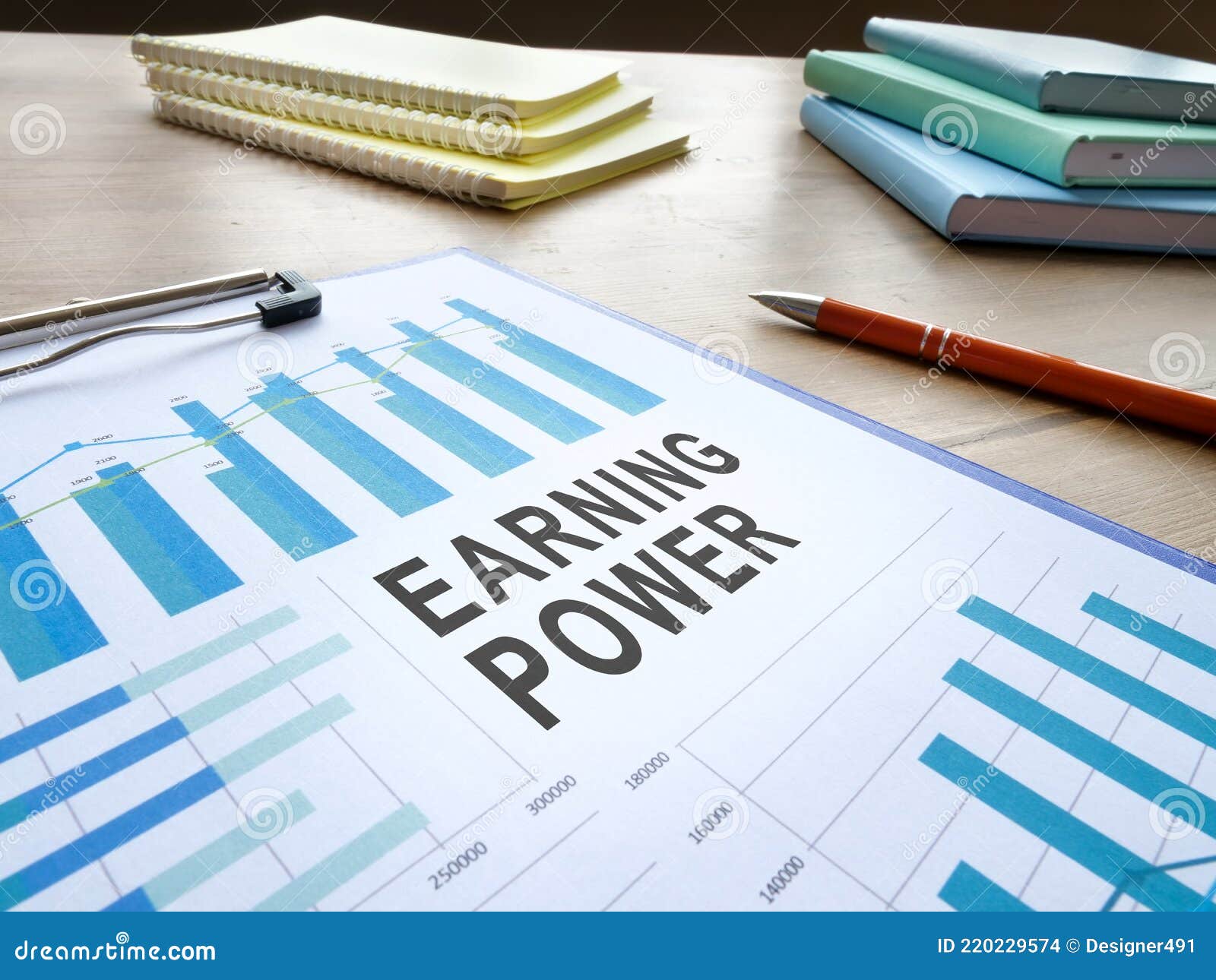 Earning Power Report with Charts and Pen. Stock Photo - Image of ...