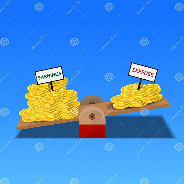 Earnings and Expense Balance on the Scale Stock Illustration ...