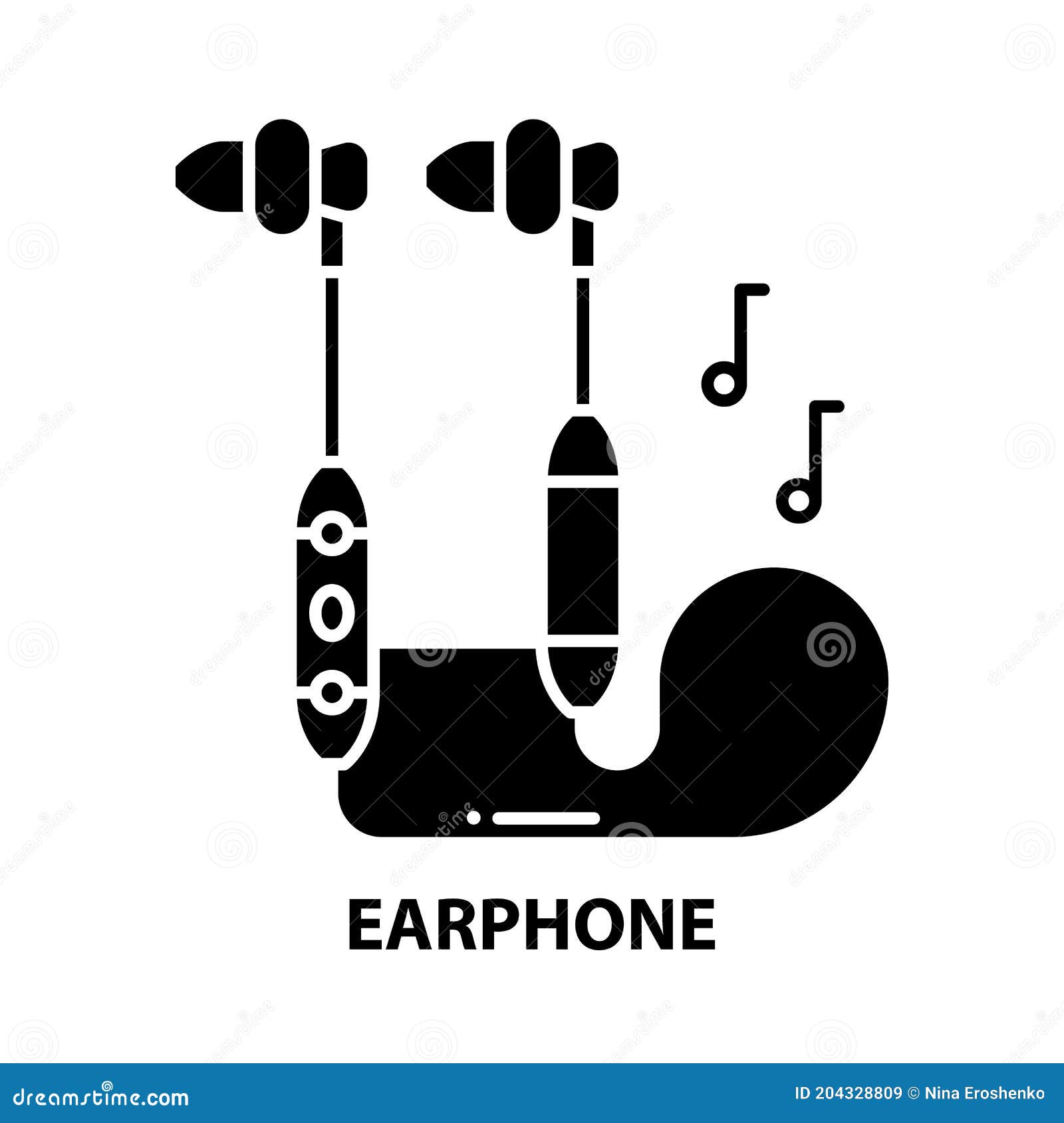 Earphone Icon, Black Vector Sign with Editable Strokes, Concept ...