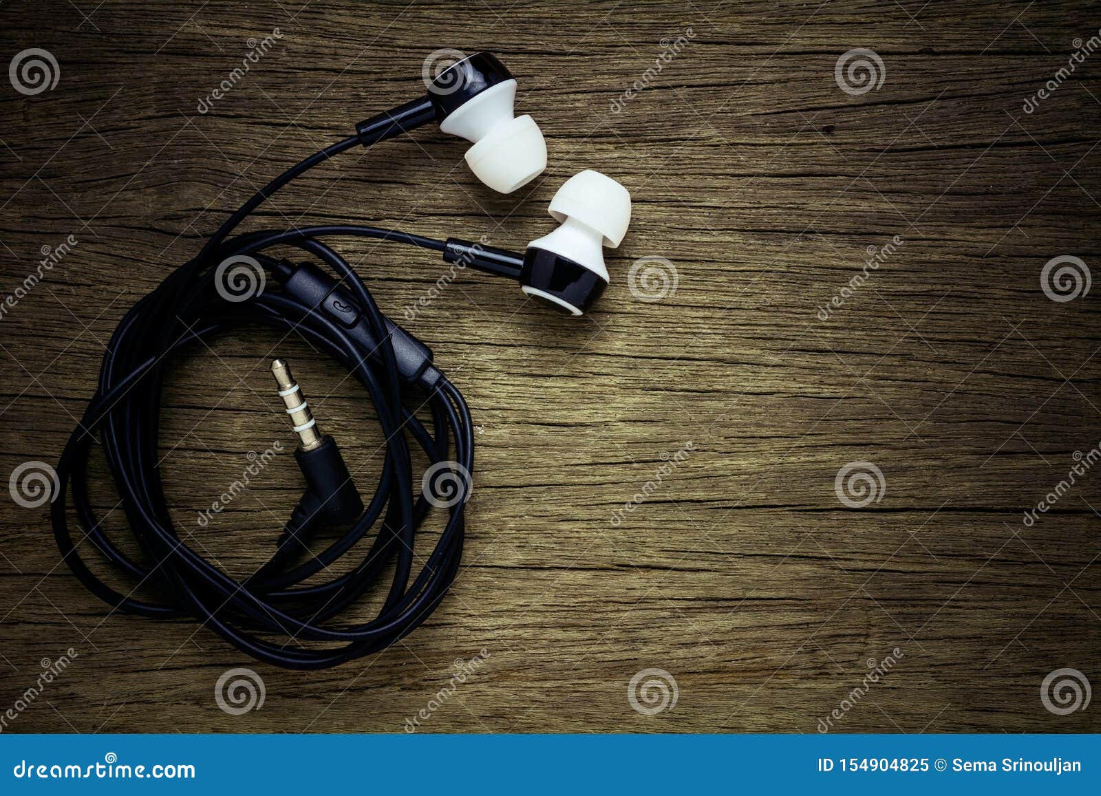 Earphone on Old Wood Background. - Space for Your Text Stock Image ...