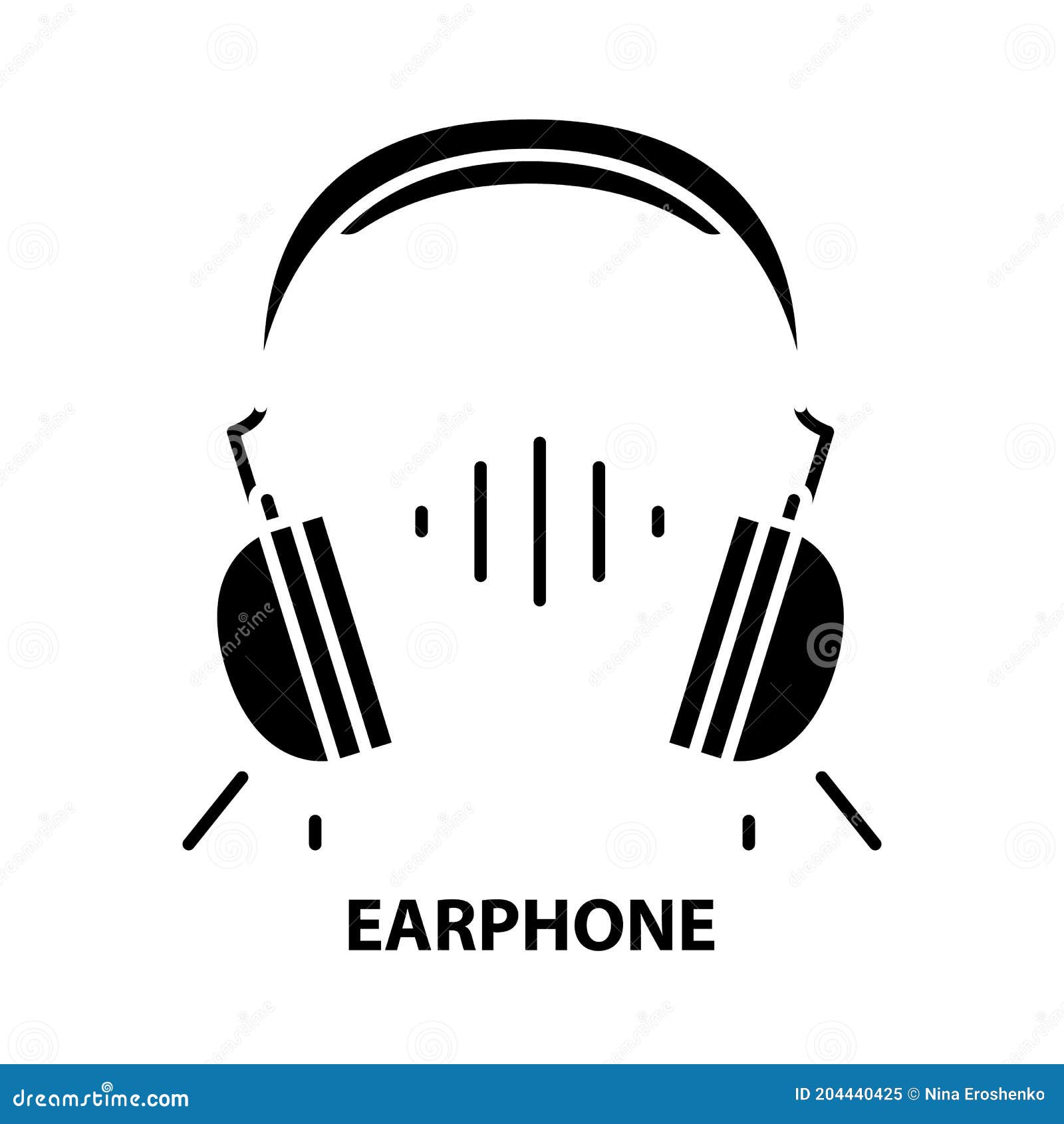 Earphone Symbol Icon, Black Vector Sign with Editable Strokes, Concept ...
