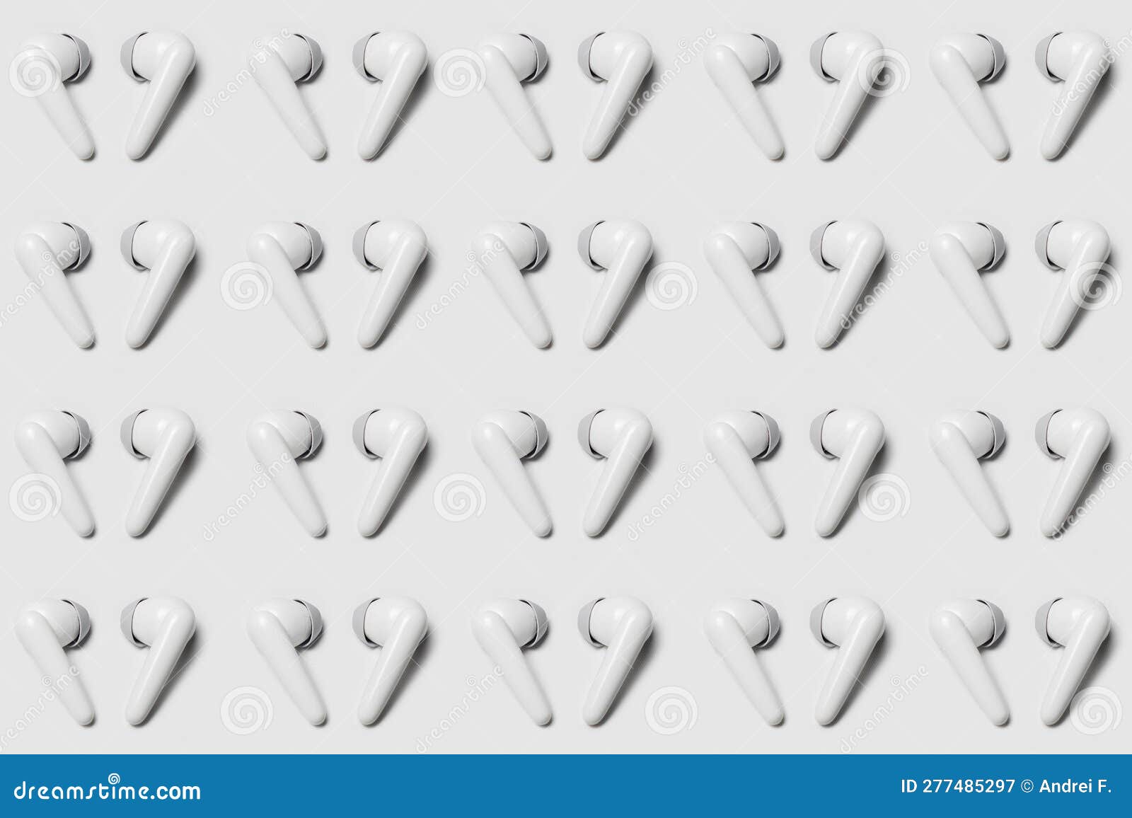 Earphones Pattern Isolated on White Background. Wireless Headphones ...