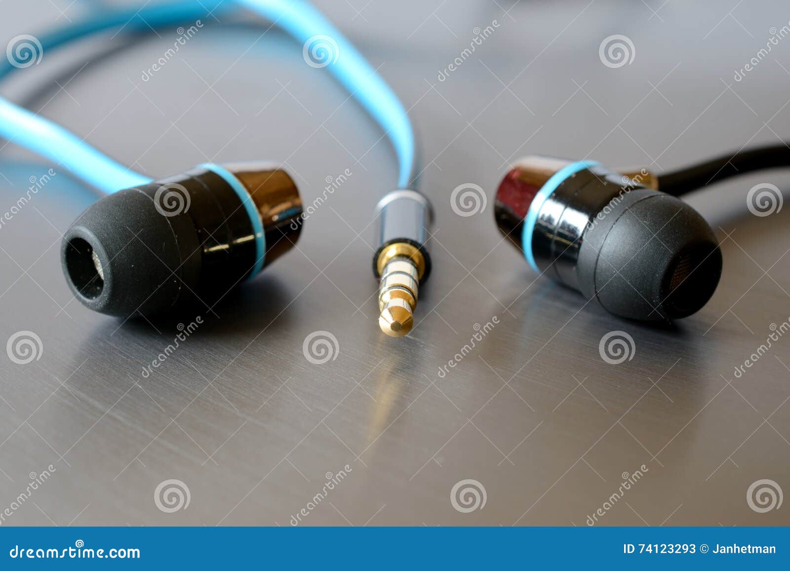 Earphones and plug stock image. Image of communication - 74123293