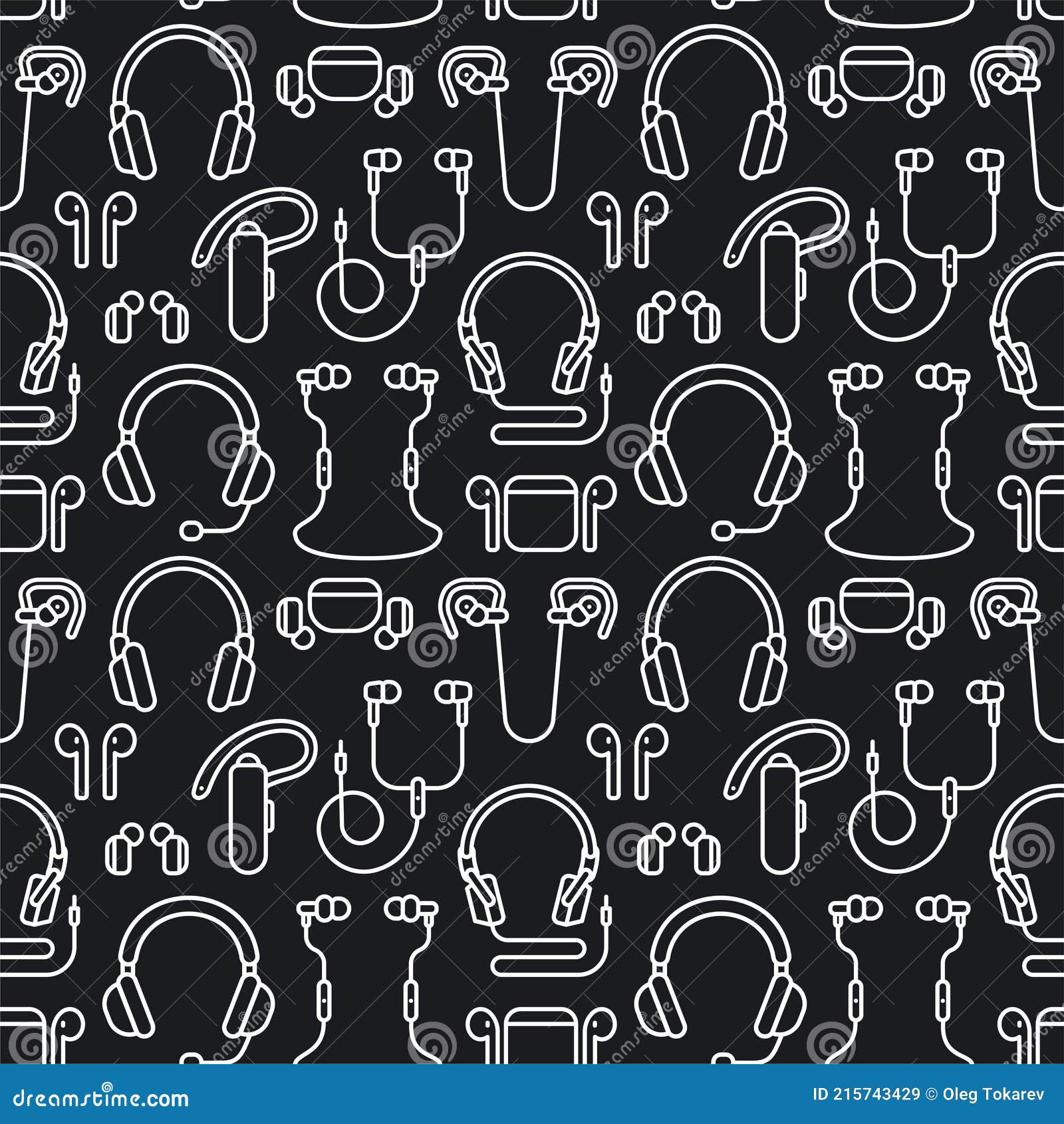 Earphones Seamless Pattern. Vector Music Background | CartoonDealer.com ...