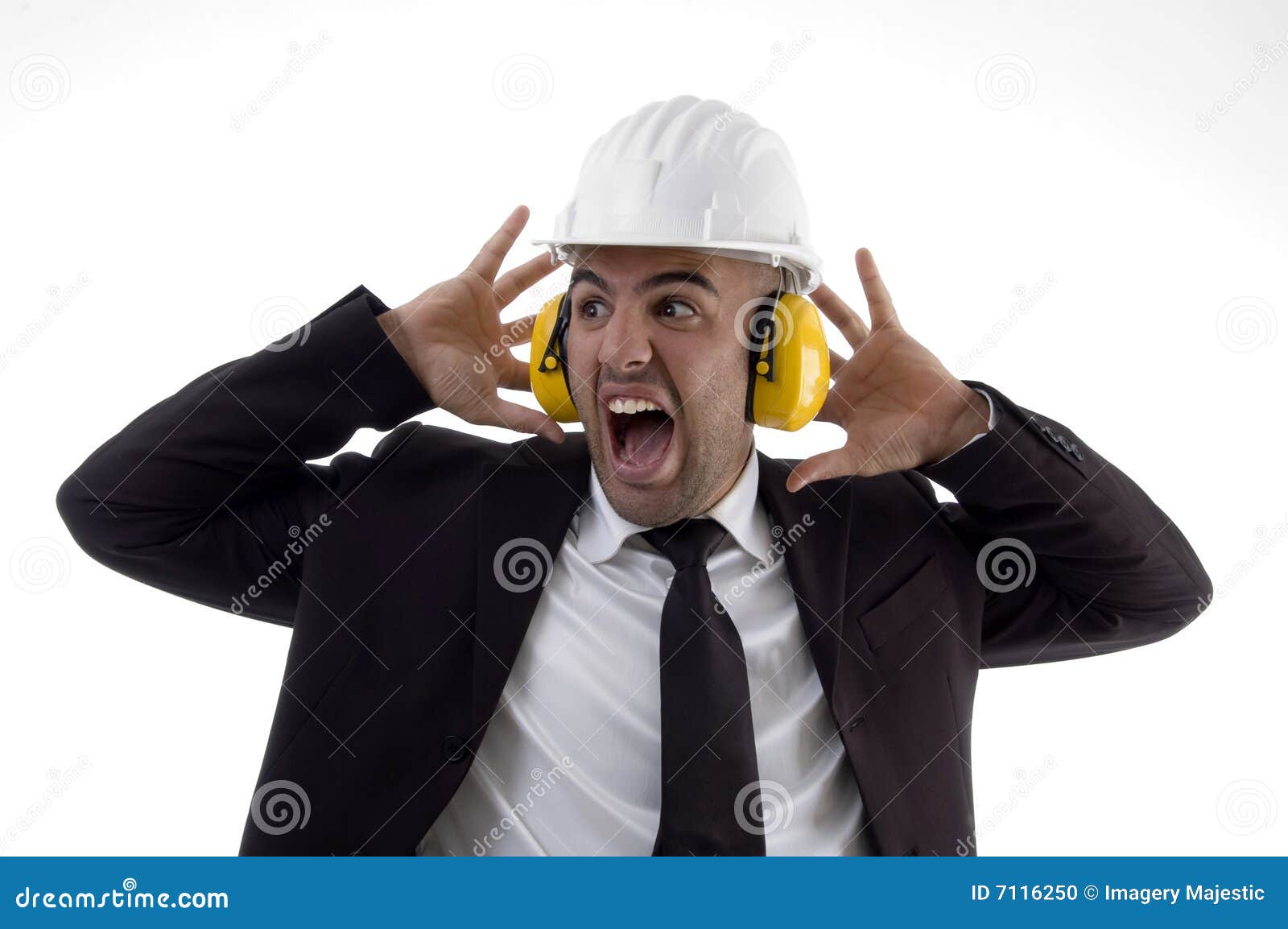 Earplugs engineer wearing στοκ εικόνες. εικόνα από hardhat - 7116250