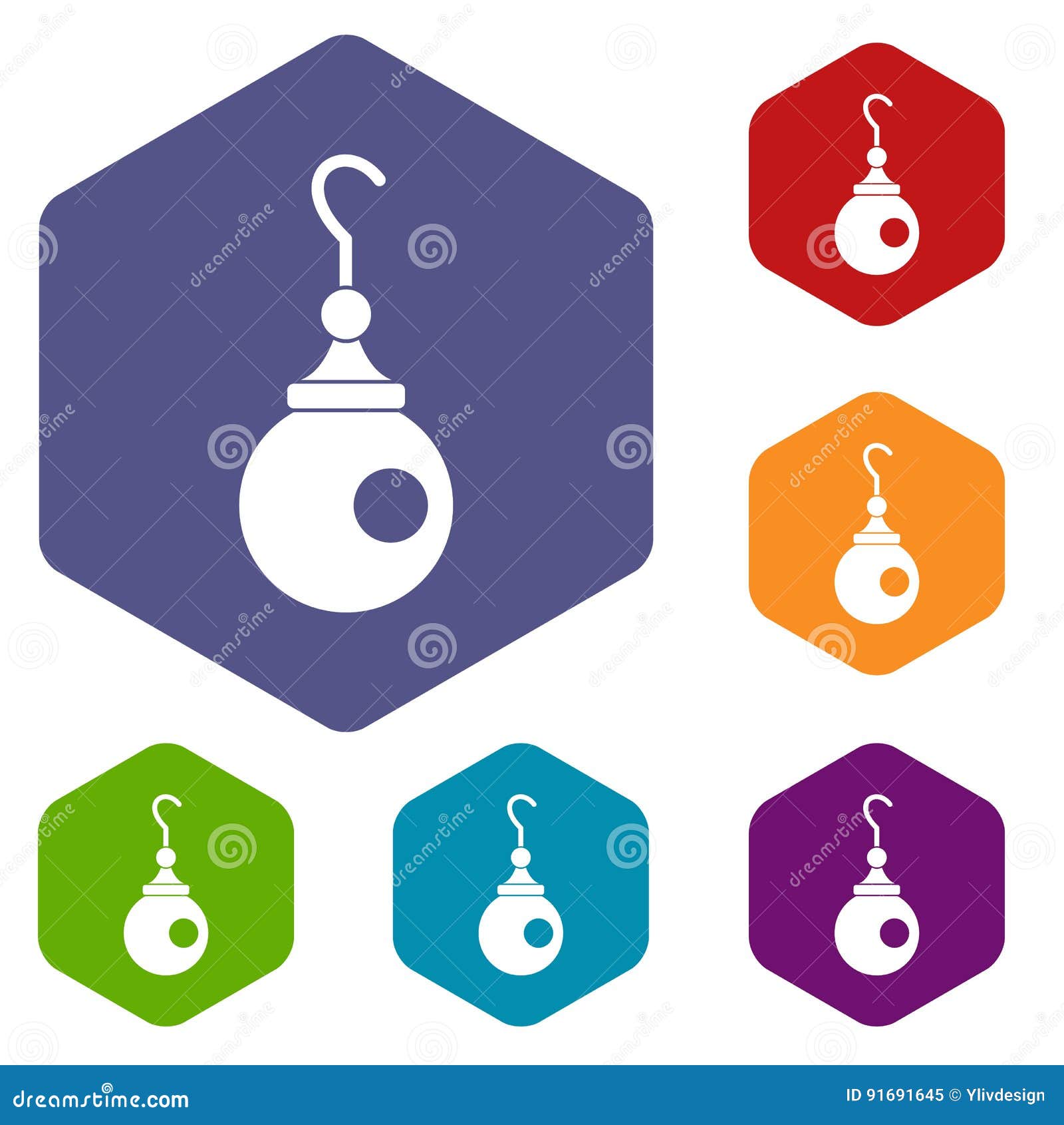 Earring icons set hexagon stock vector. Illustration of accessory ...
