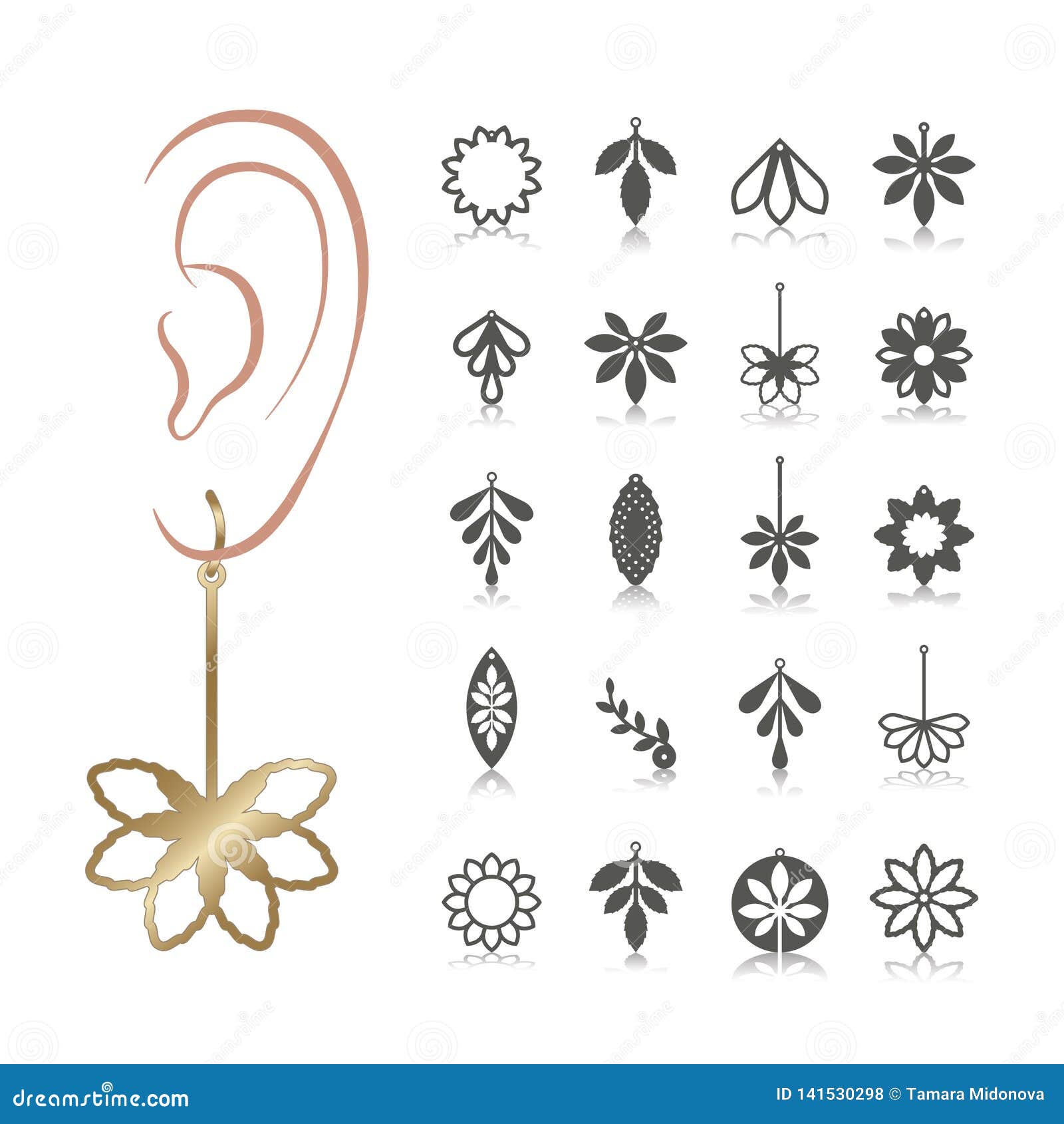 Earrings stock vector. Illustration of geometric, golden - 141530298