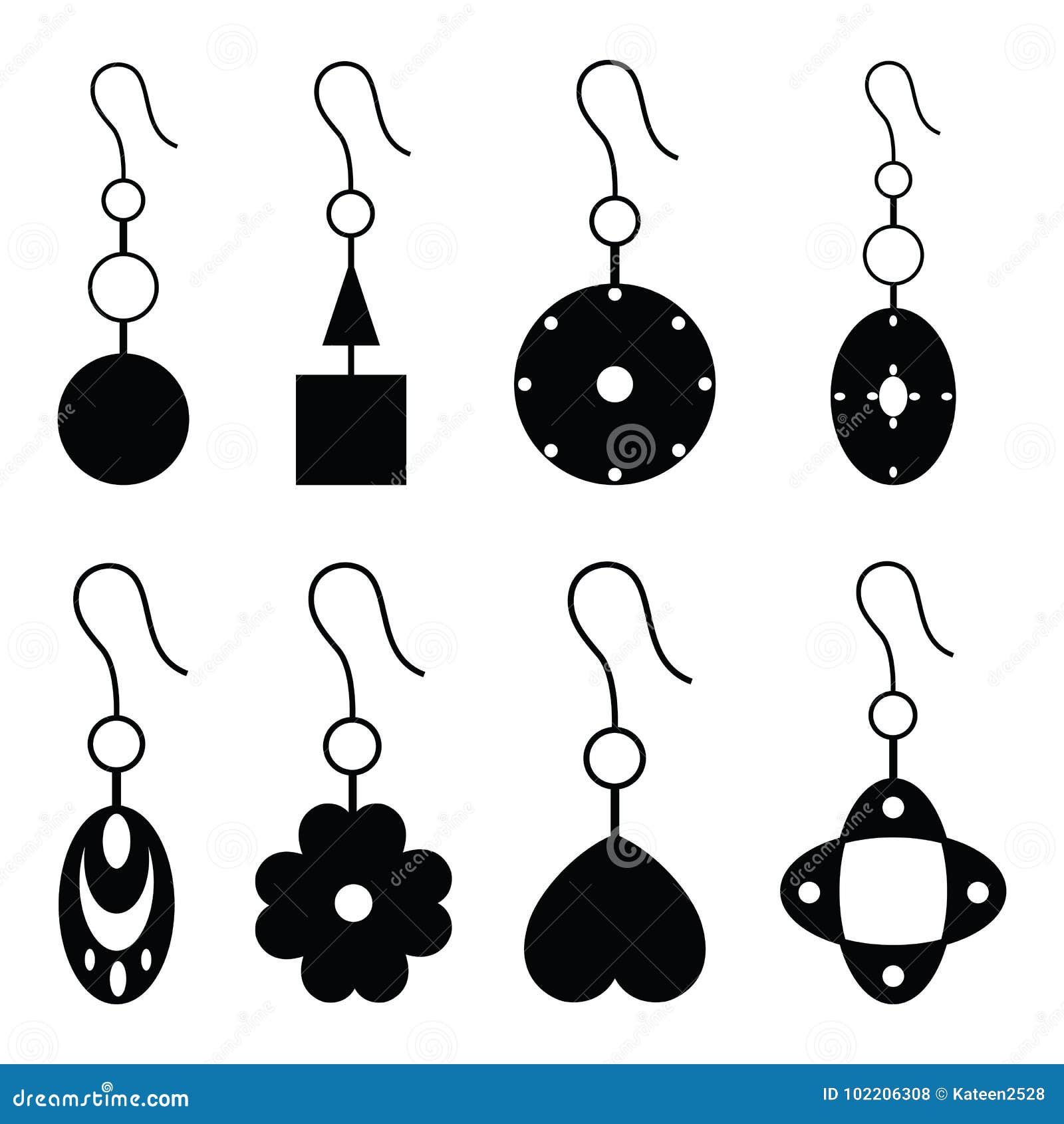 Earrings icon set stock vector. Illustration of makeup - 102206308