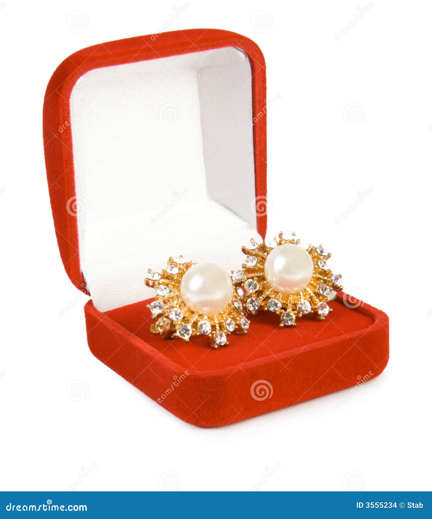 Earrings in red box stock photo. Image of luxury, isolated - 3555234