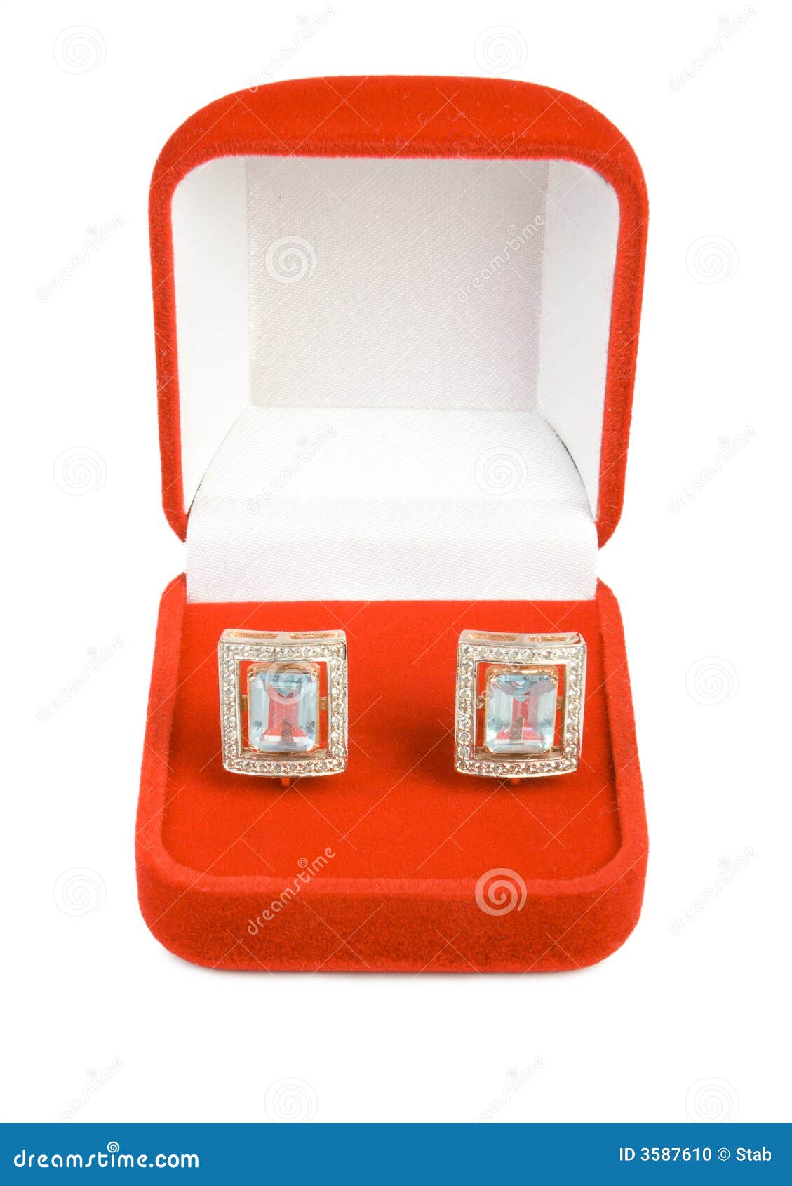 Earrings in red box. stock photo. Image of macro, container - 3587610