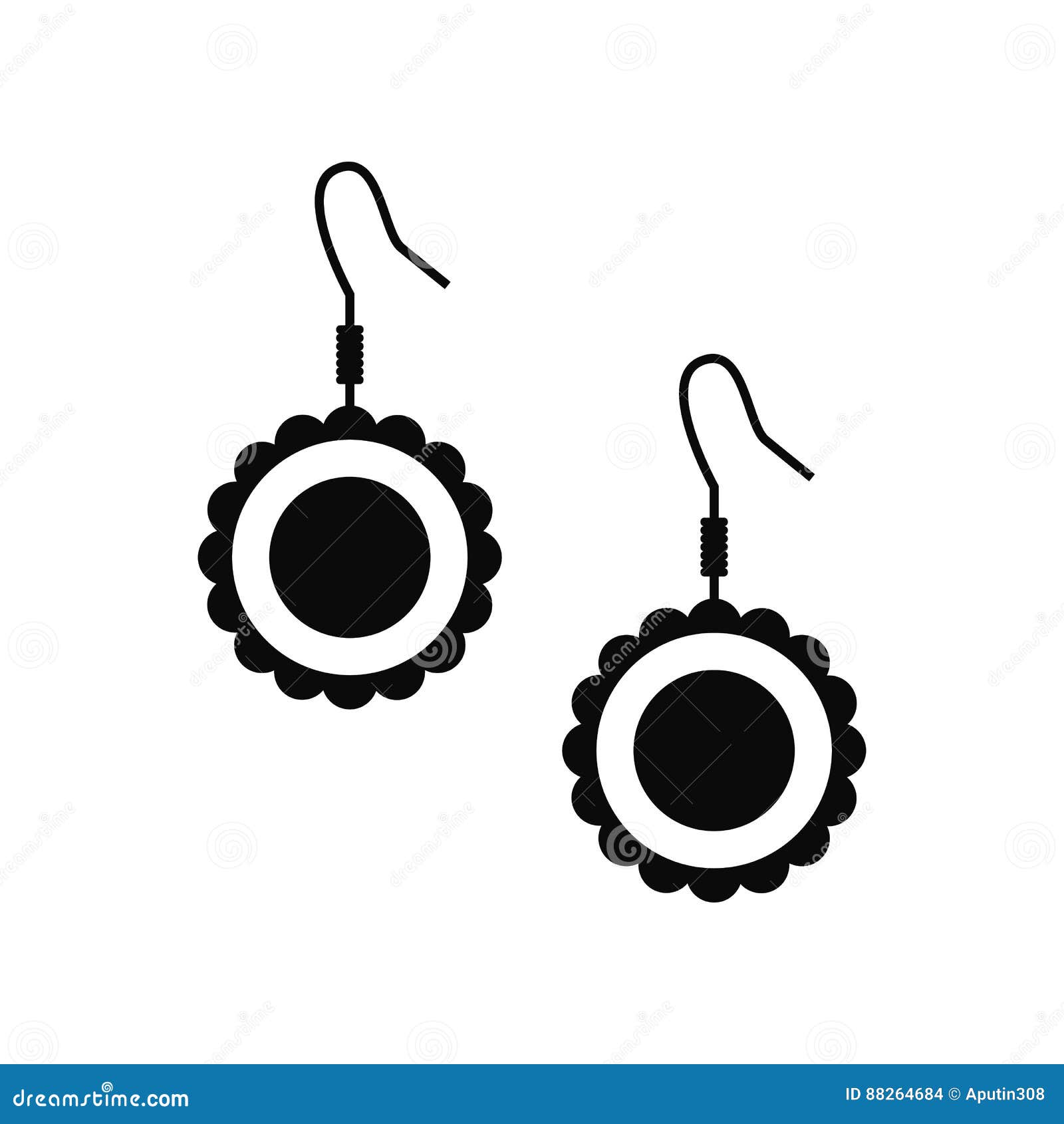 Earrings stock vector. Illustration of girl, jewel, elegance - 88264684