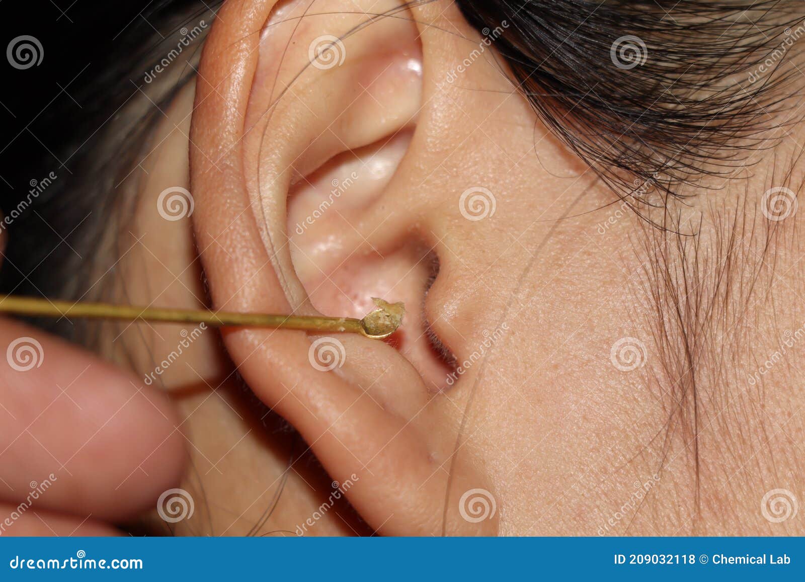 The ears are dirty stock photo. Image of hair, hand - 209032118