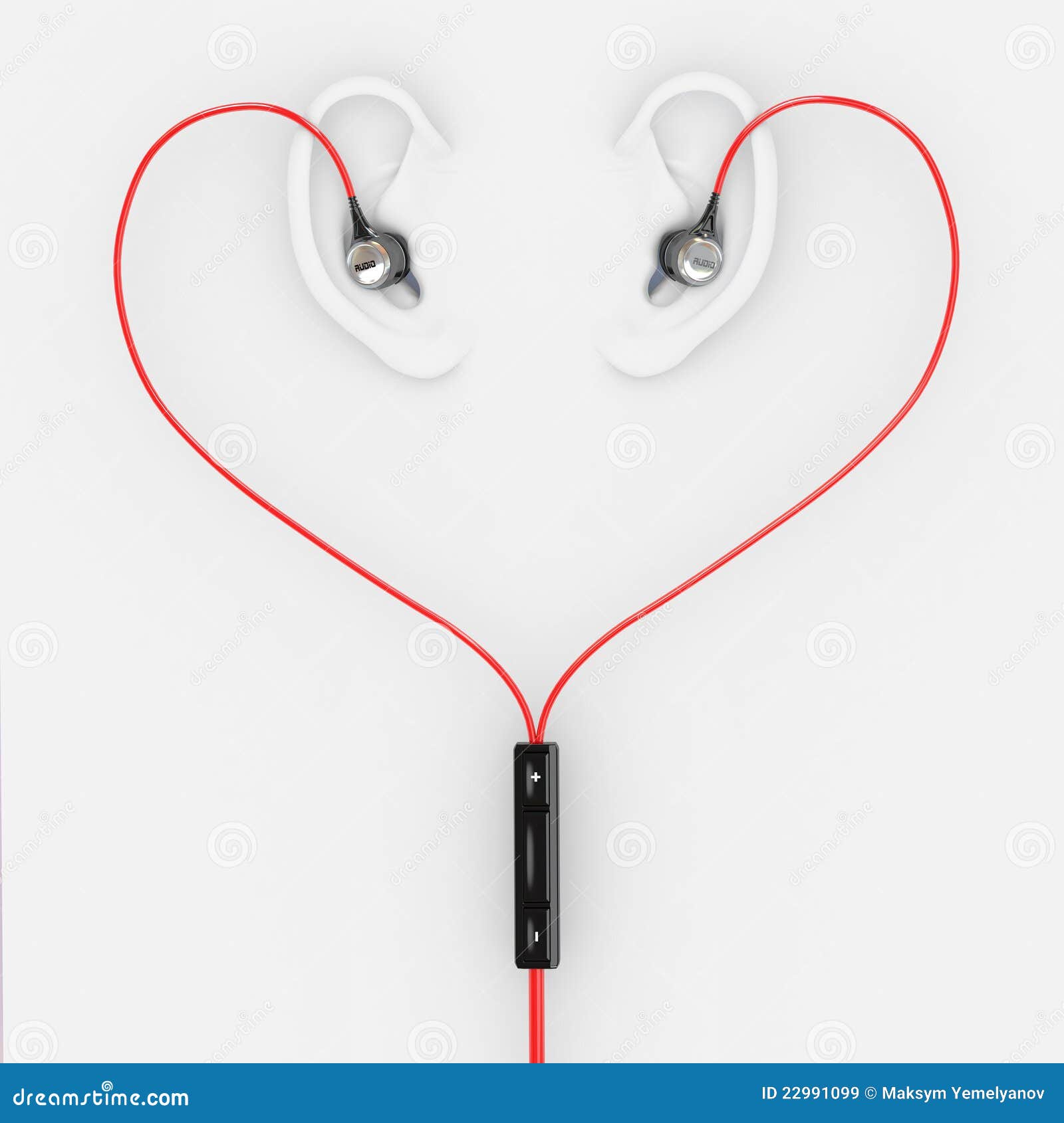 Ears and Earphones in the Form of Heart Stock Illustration ...
