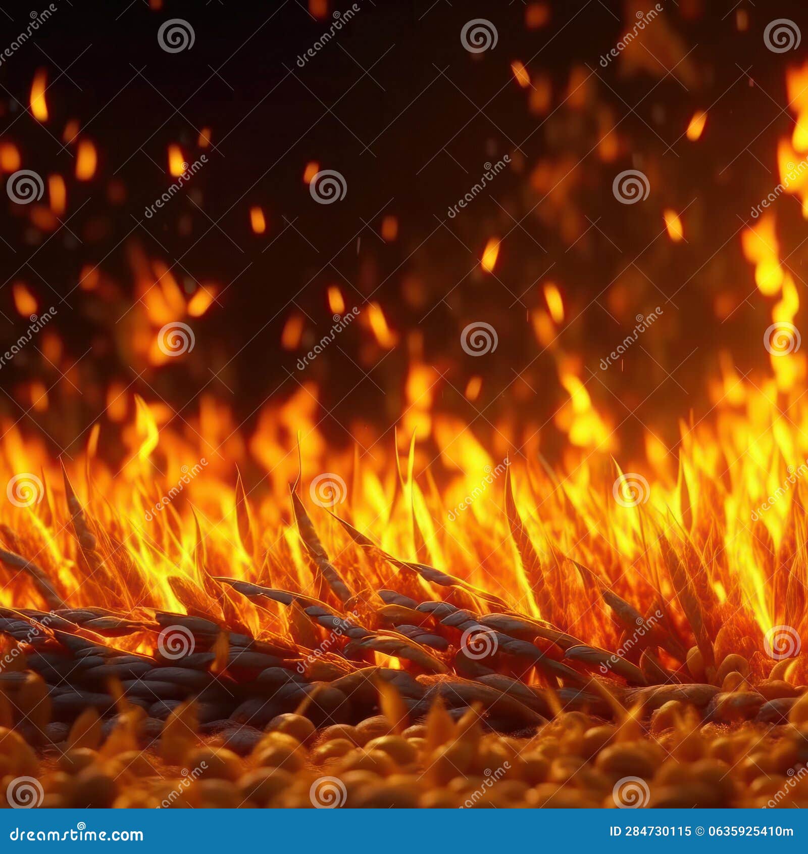 Ears of Wheat Burn in the Fire Stock Illustration - Illustration of ...