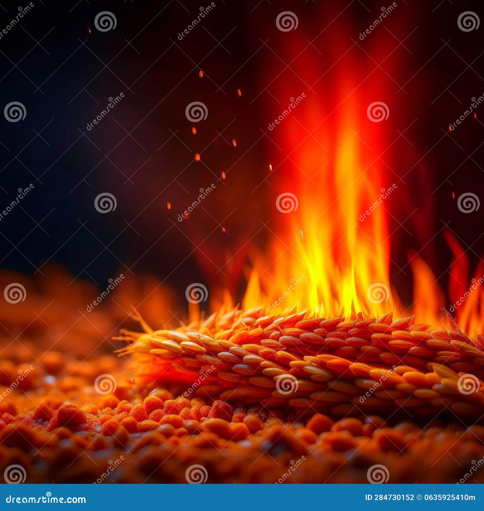 Ears of Wheat Burn in the Fire Stock Illustration - Illustration of ...