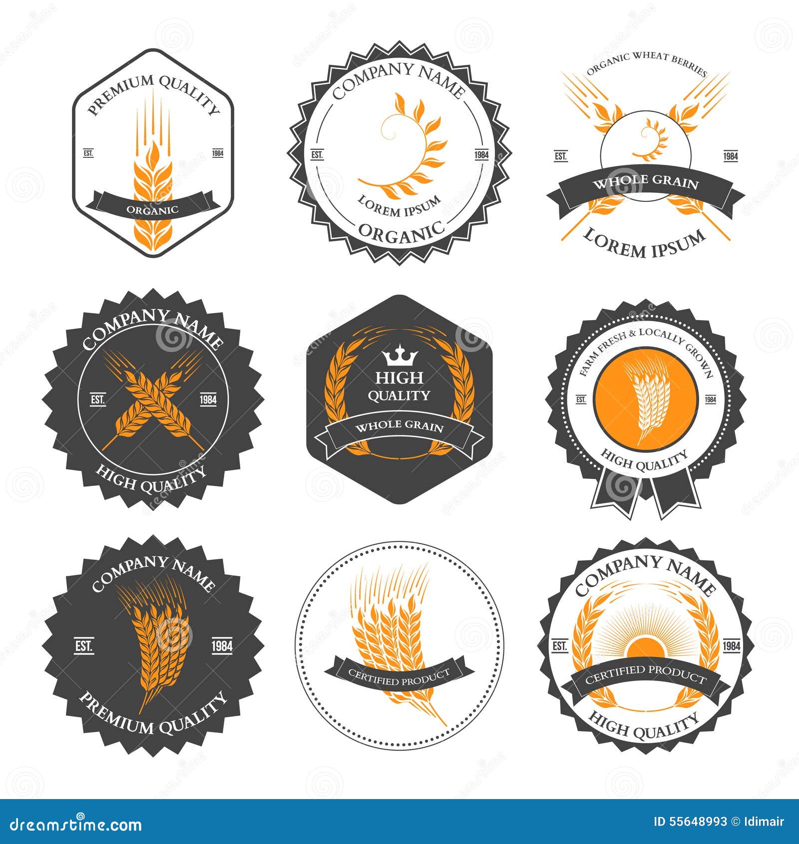 Ears of Wheat and Rye Set Labels, Badges Stock Vector - Illustration of ...