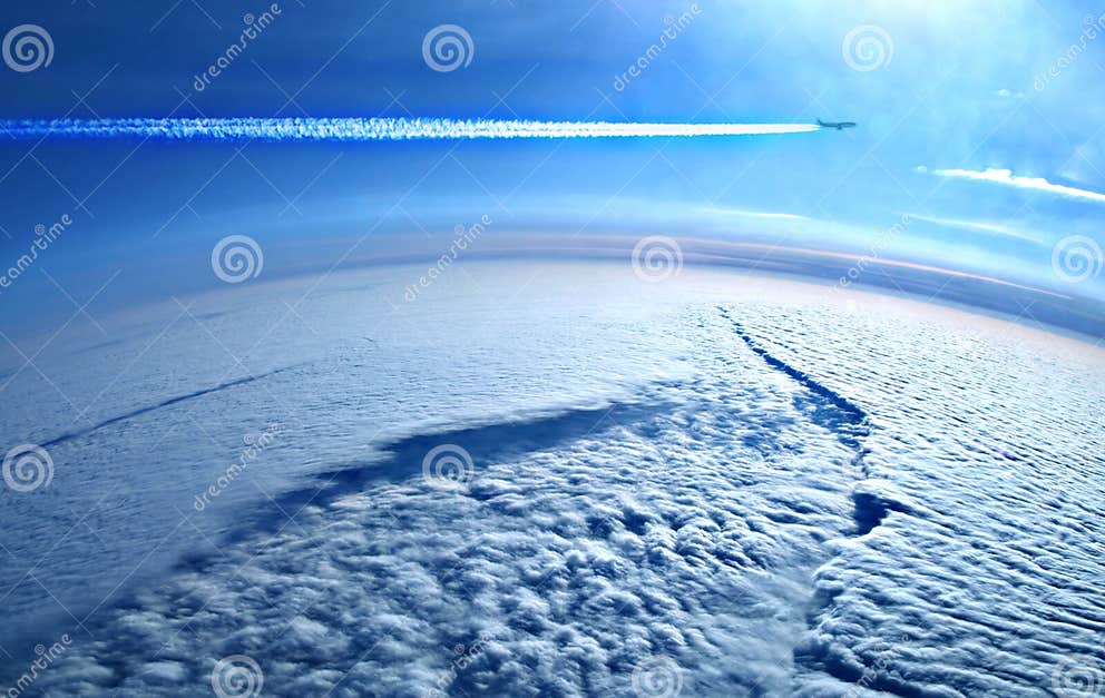 Earth from Above the Clouds and Plane Stock Image - Image of flying ...