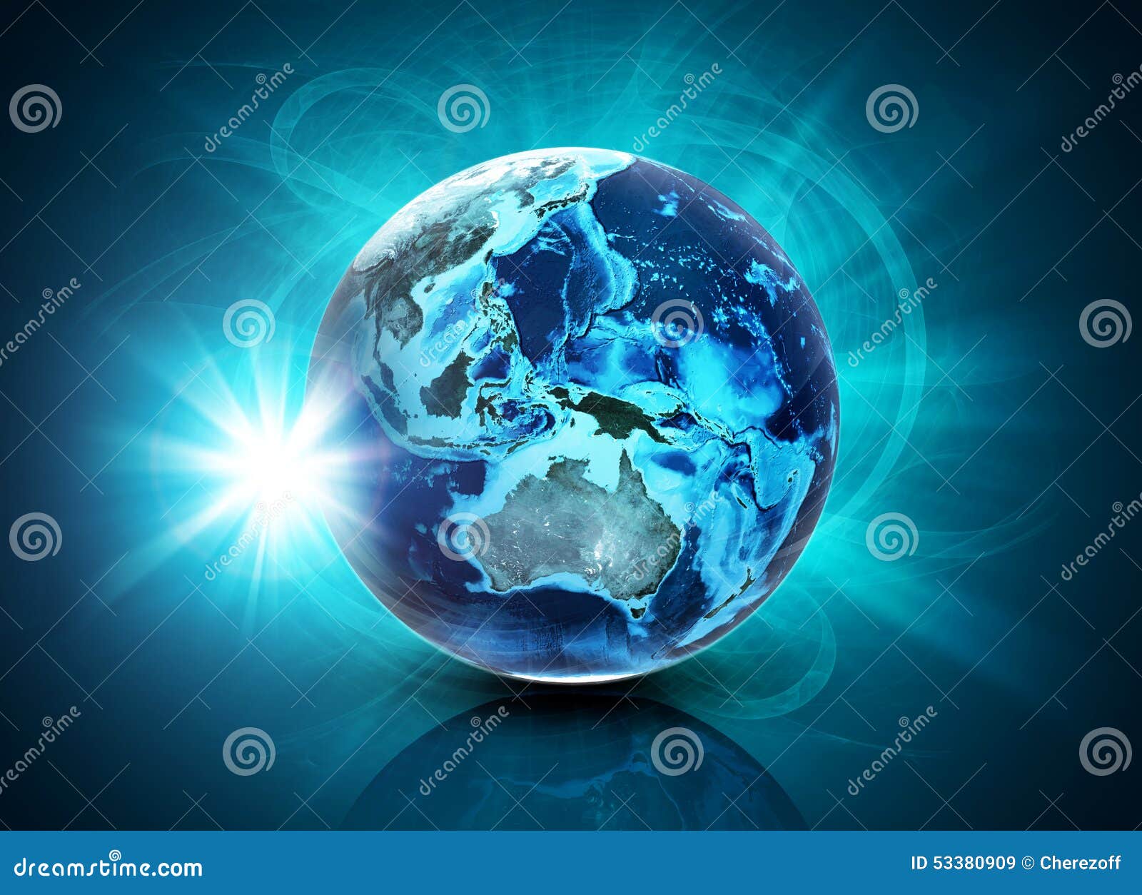 Earth on Abstract Blue Background with Glow Stock Illustration ...