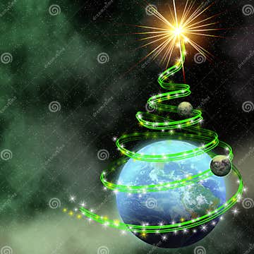 Earth with Abstract Christmas Tree Spiral Stock Illustration ...