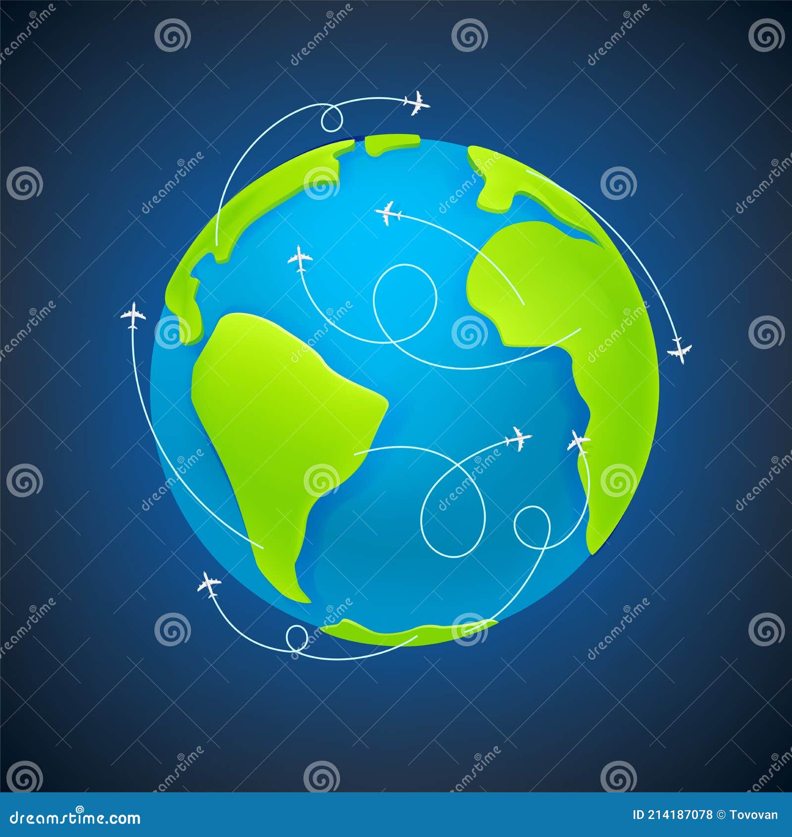 The Earth with Aircraft Courses Illustration Stock Vector ...