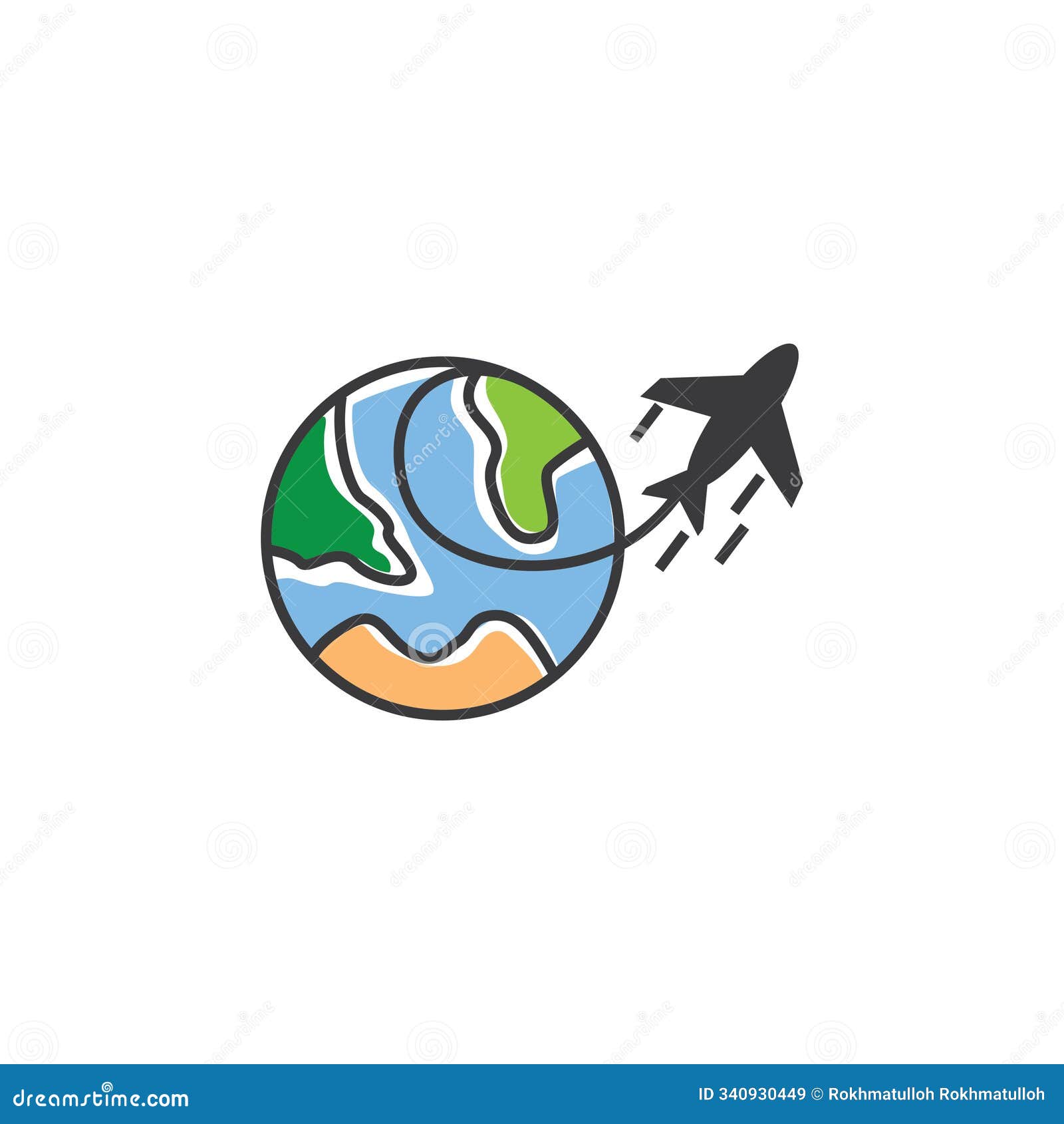 Earth Airplane Logo Flight Design Illustration Vector Abstract Stock ...