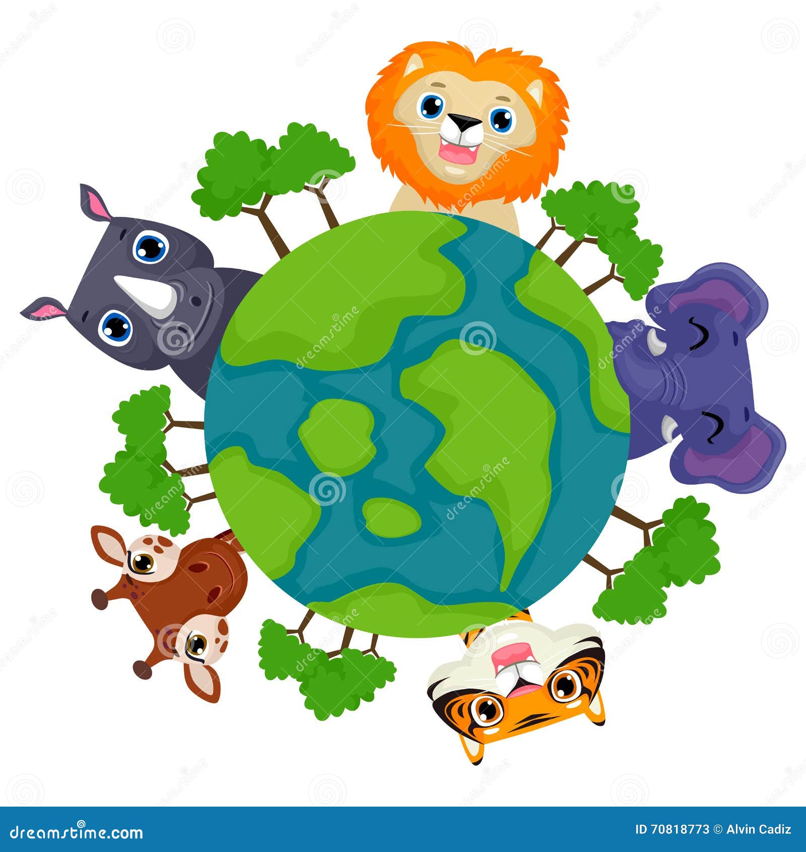 Earth and Animals stock vector. Illustration of planet - 70818773