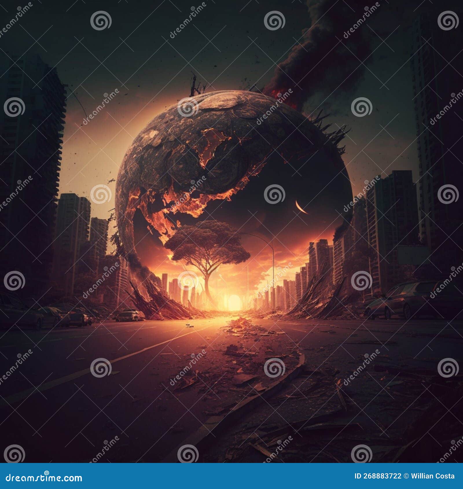Earth after the Apocalypse, Generative AI Stock Illustration ...