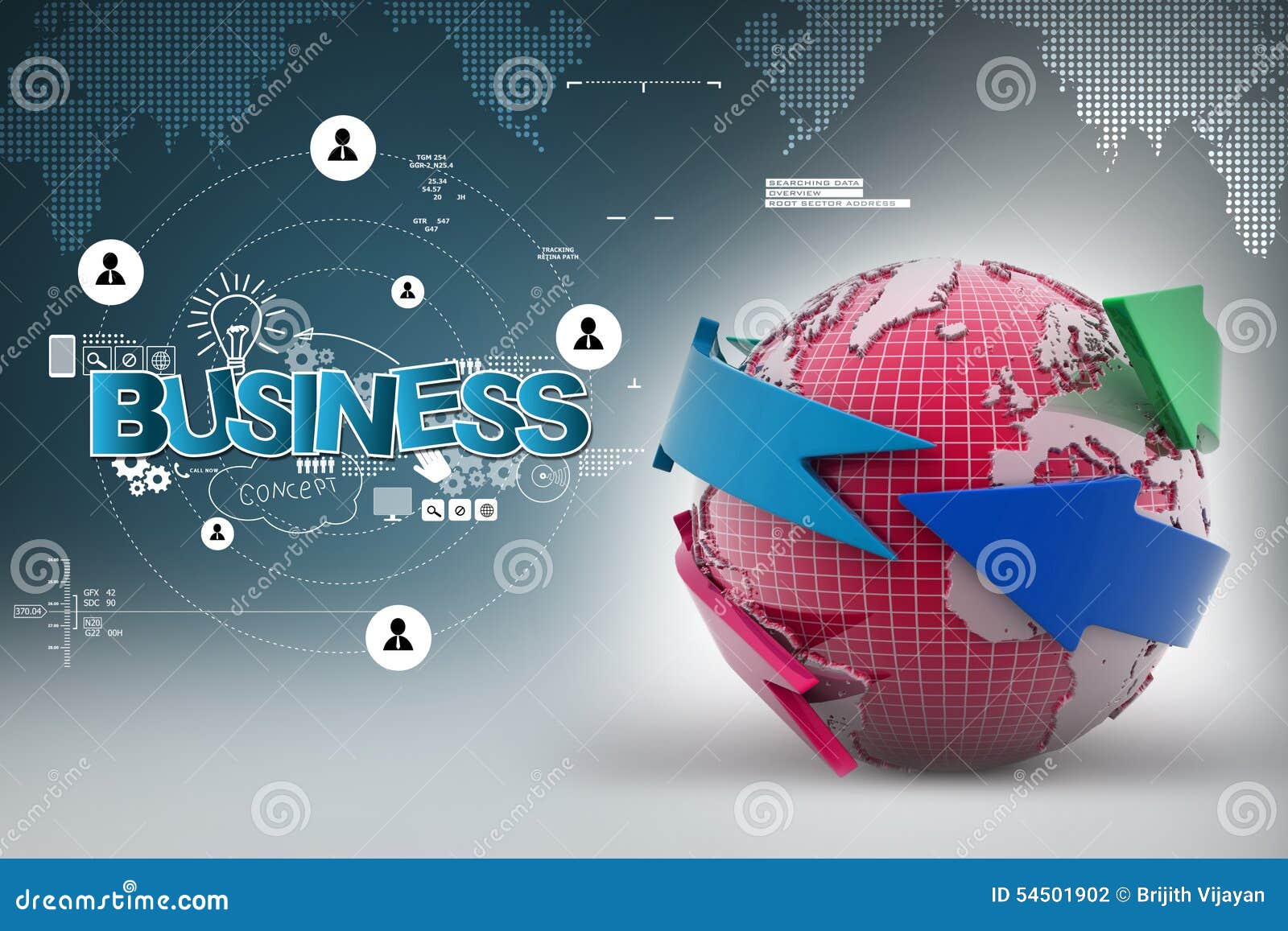 Earth with Arrow Circle Around Stock Illustration - Illustration of ...