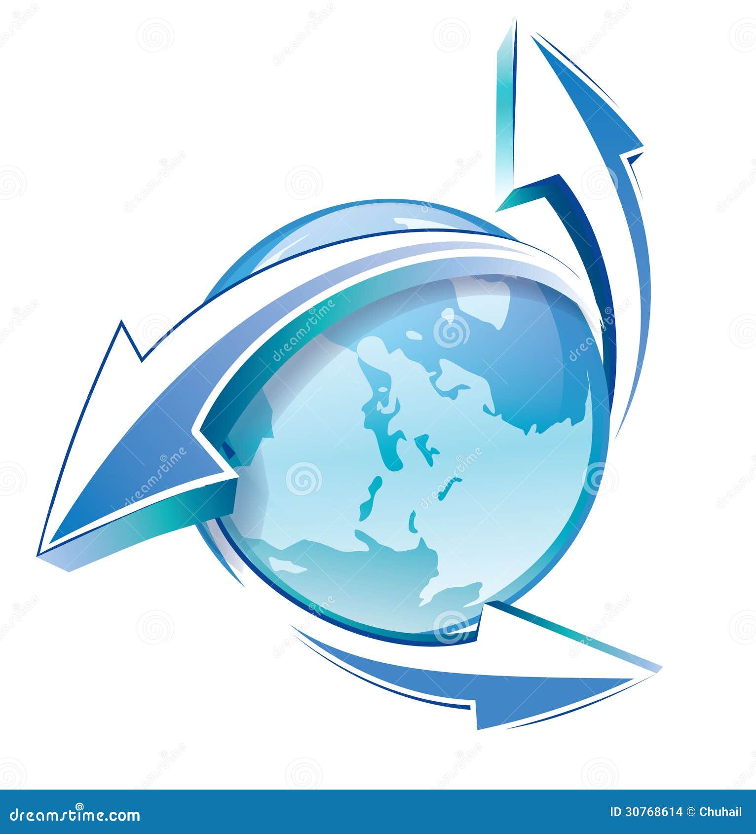 Earth with Arrows Blue Icon Stock Vector - Illustration of europe, east ...