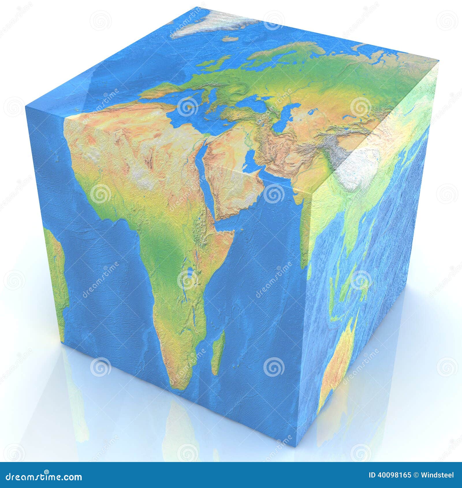 Earth As a Cube Isolated on White Stock Illustration - Illustration of ...