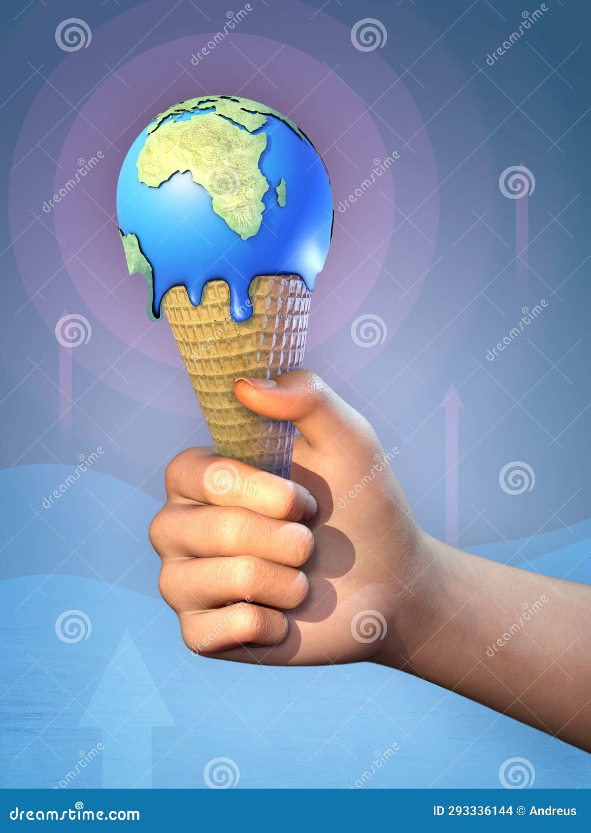 The Earth As a Melting Ice Cream Stock Illustration - Illustration of ...