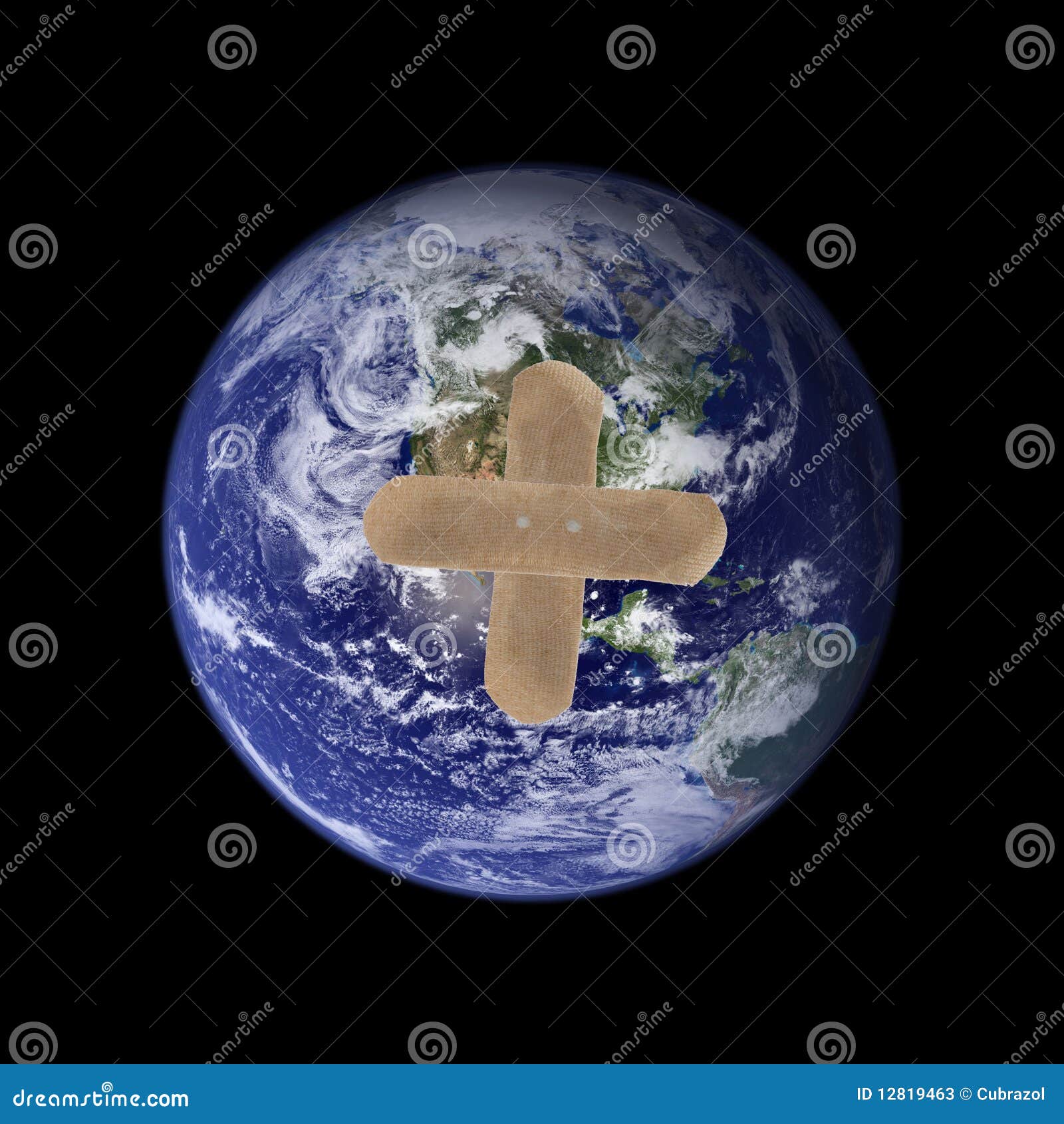 The Earth with band-aid stock image. Image of lonely - 12819463