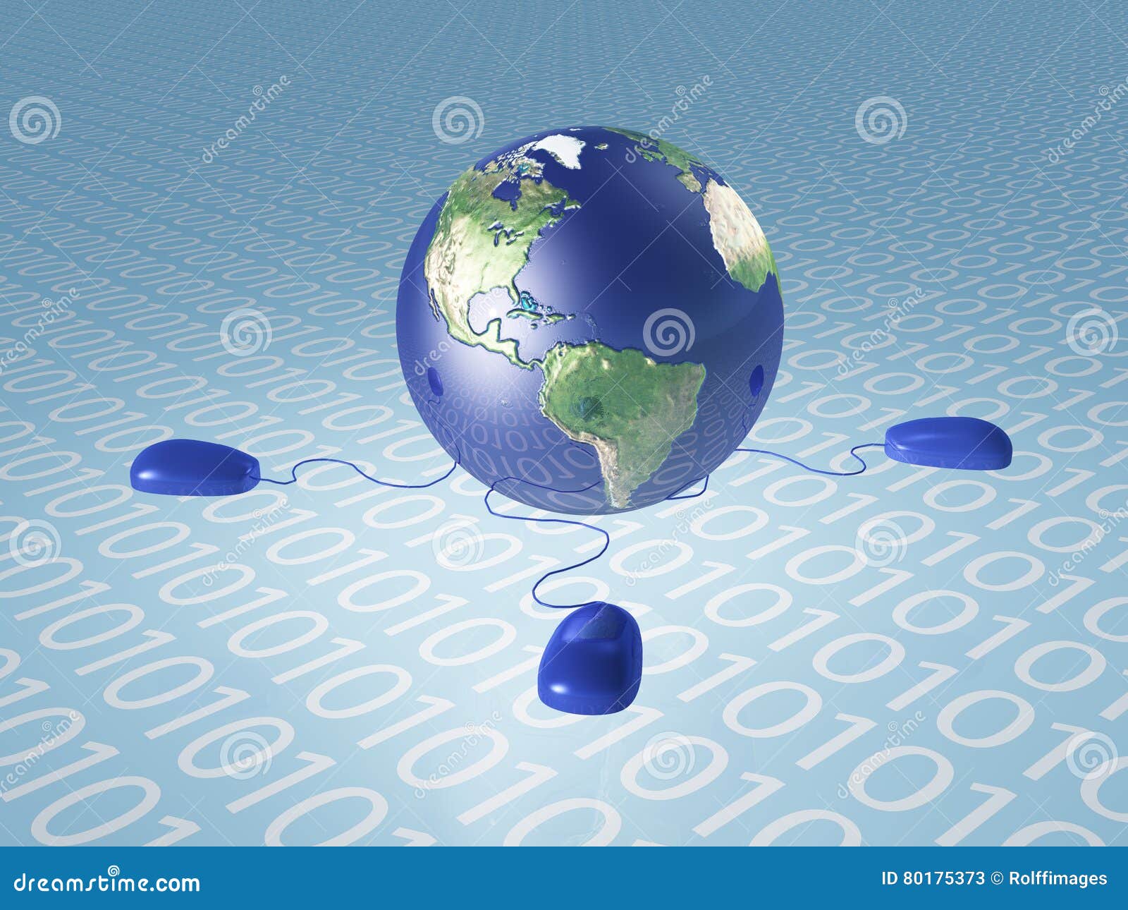 Earth with Binary Code Computer Mice Stock Illustration - Illustration ...