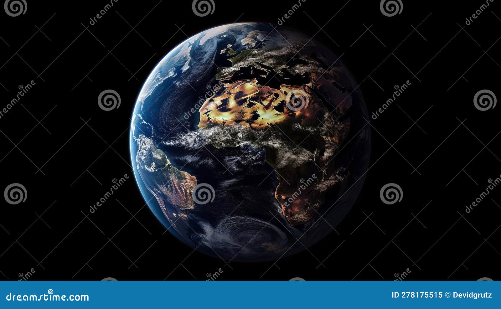 Earth on Black Background. Generative AI Stock Illustration ...