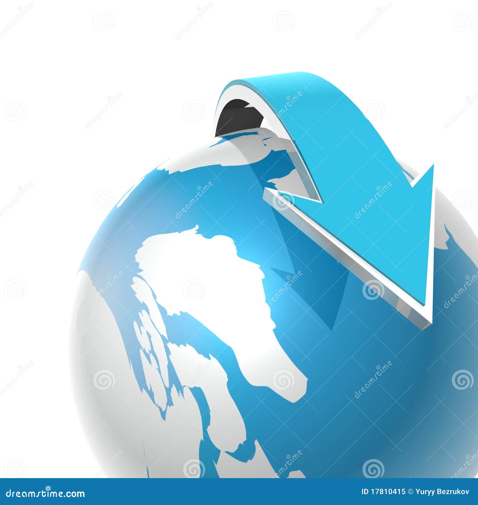 Earth and blue arrow stock illustration. Illustration of background ...