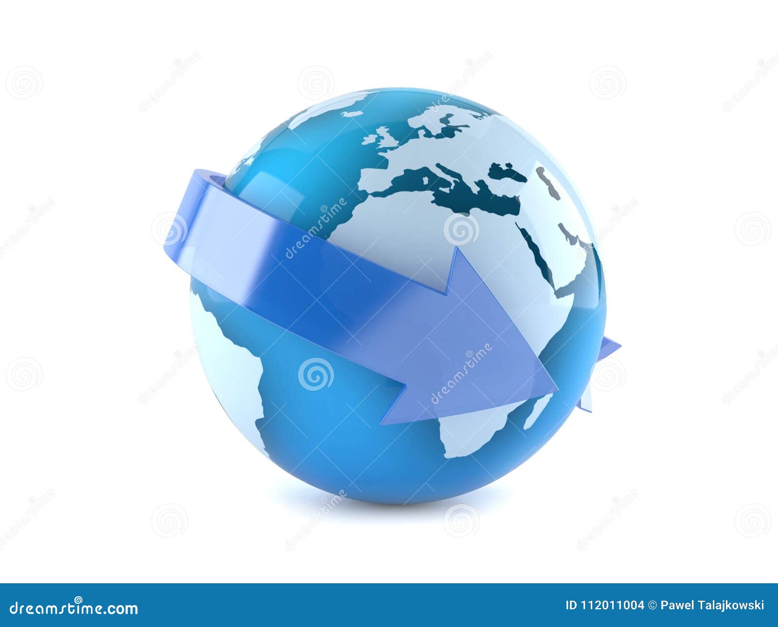 Earth with blue arrow stock illustration. Illustration of global ...