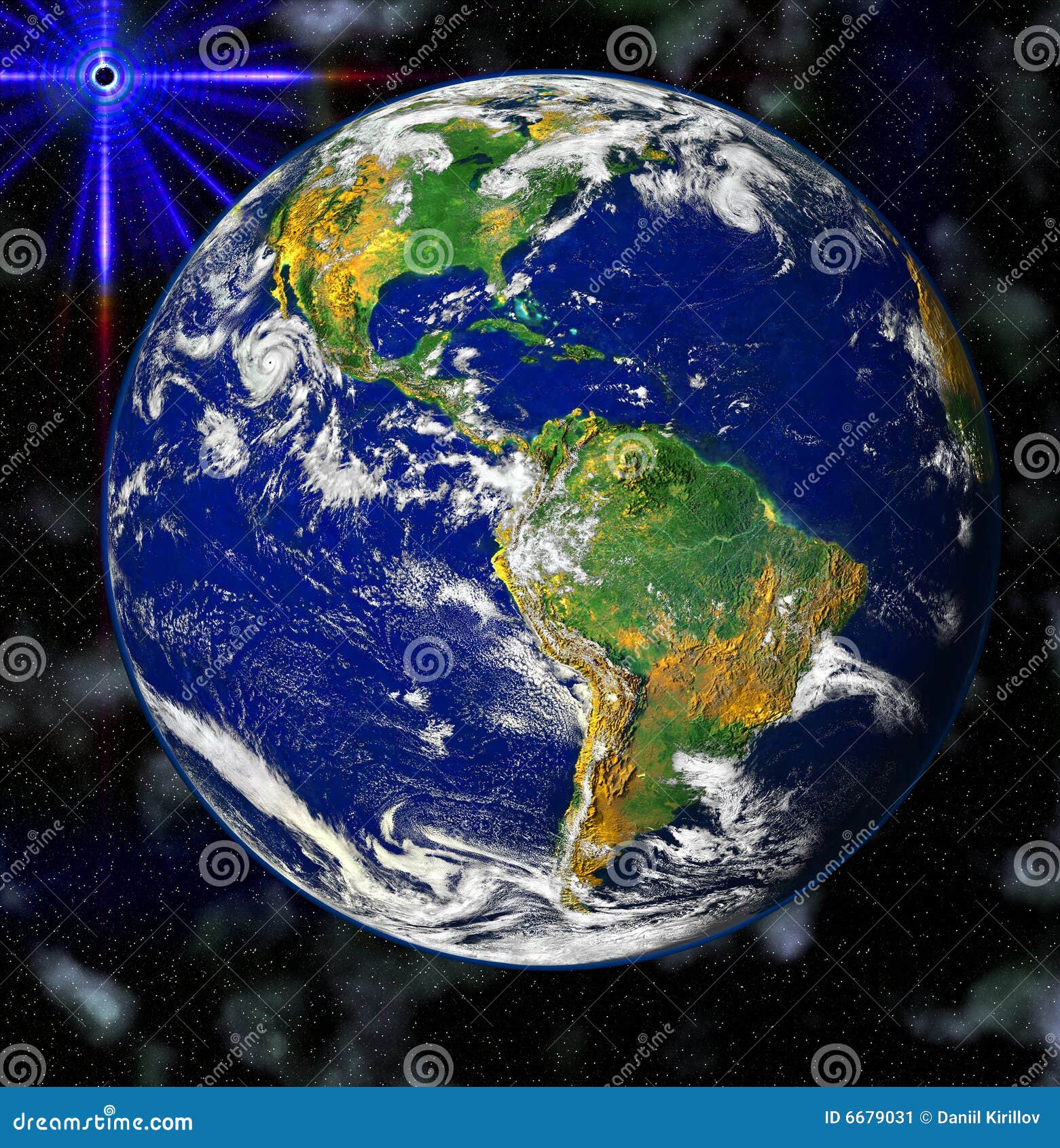 Earth blue planet in space stock illustration. Illustration of cloud ...